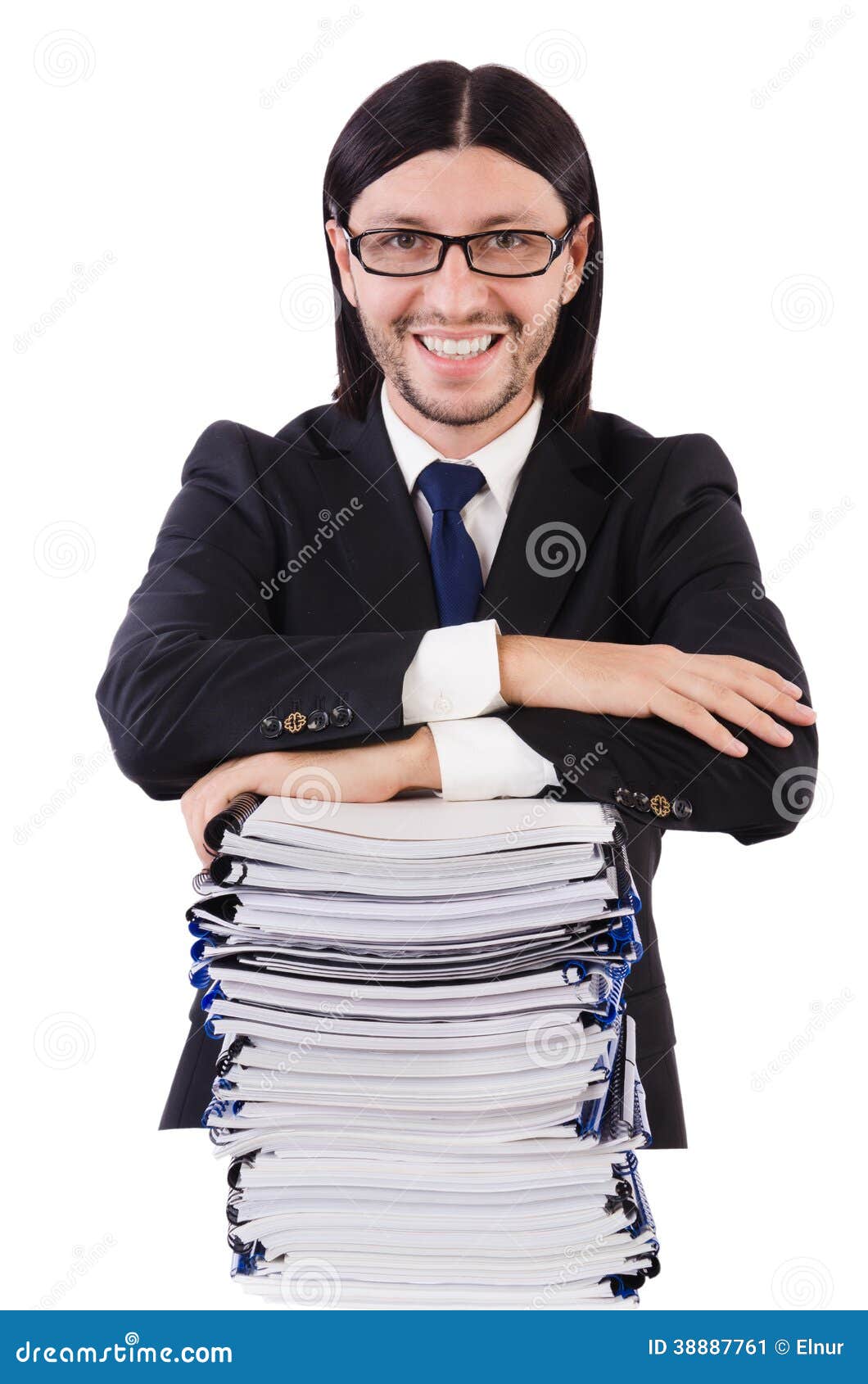 Funny Man with Lots of Papers Stock Image - Image of executive, holding ...