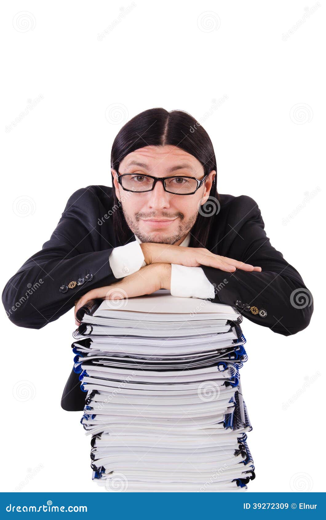 Funny Man with Lots of Papers Stock Image - Image of business ...