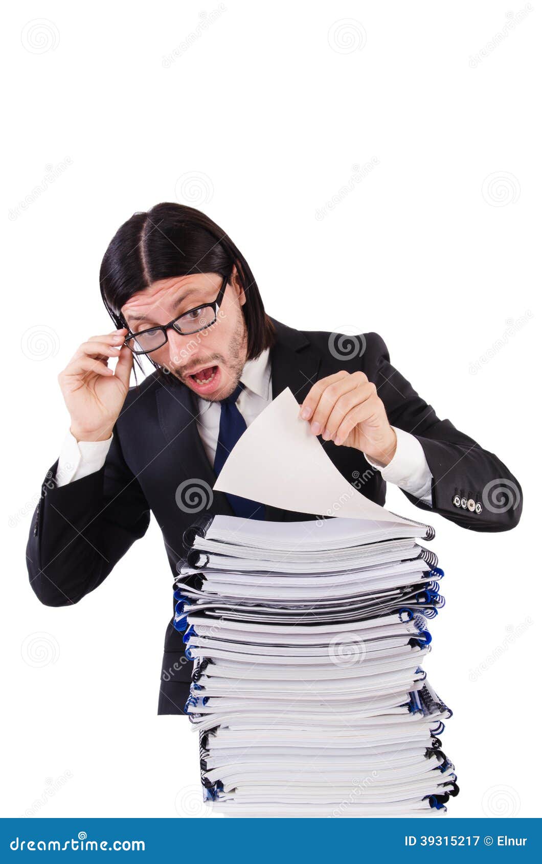 Funny Man with Lots of Papers Stock Image - Image of humourous, holding ...