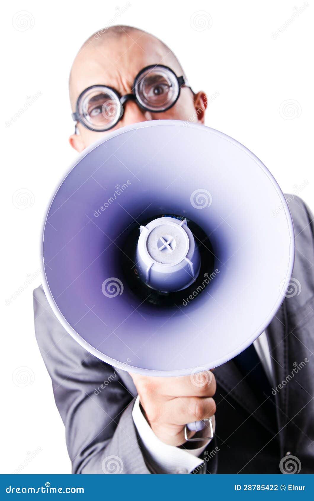 Funny man with loudspeaker stock photo. Image of calling - 28785422