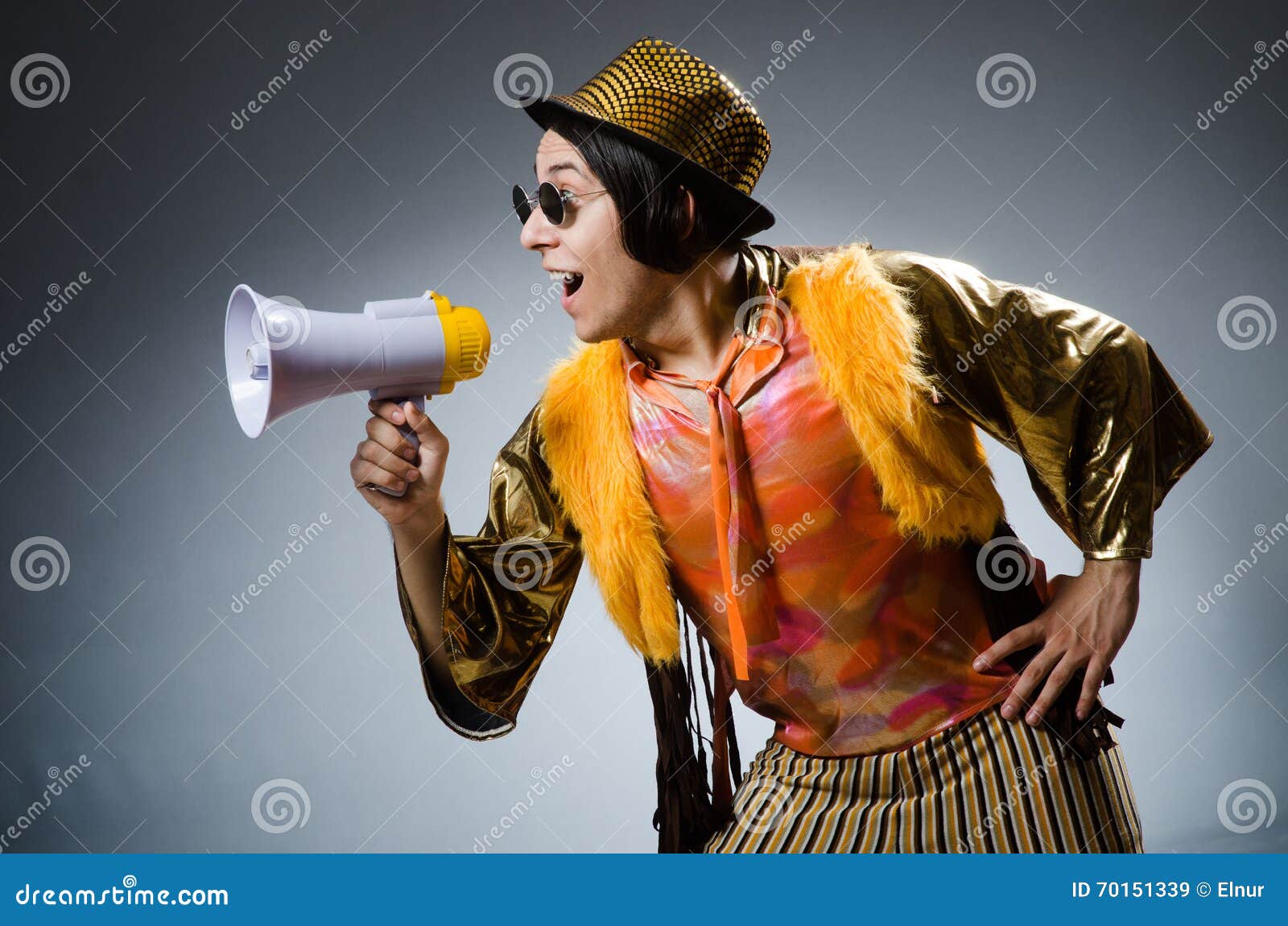 The Funny Man with the Loudspeaker Stock Image - Image of noise ...