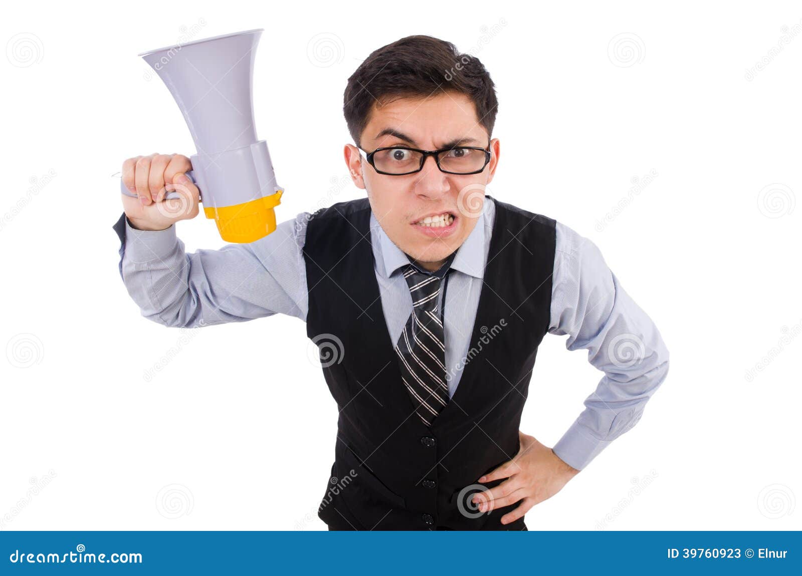 Funny man with loudspeaker stock image. Image of holding - 39760923