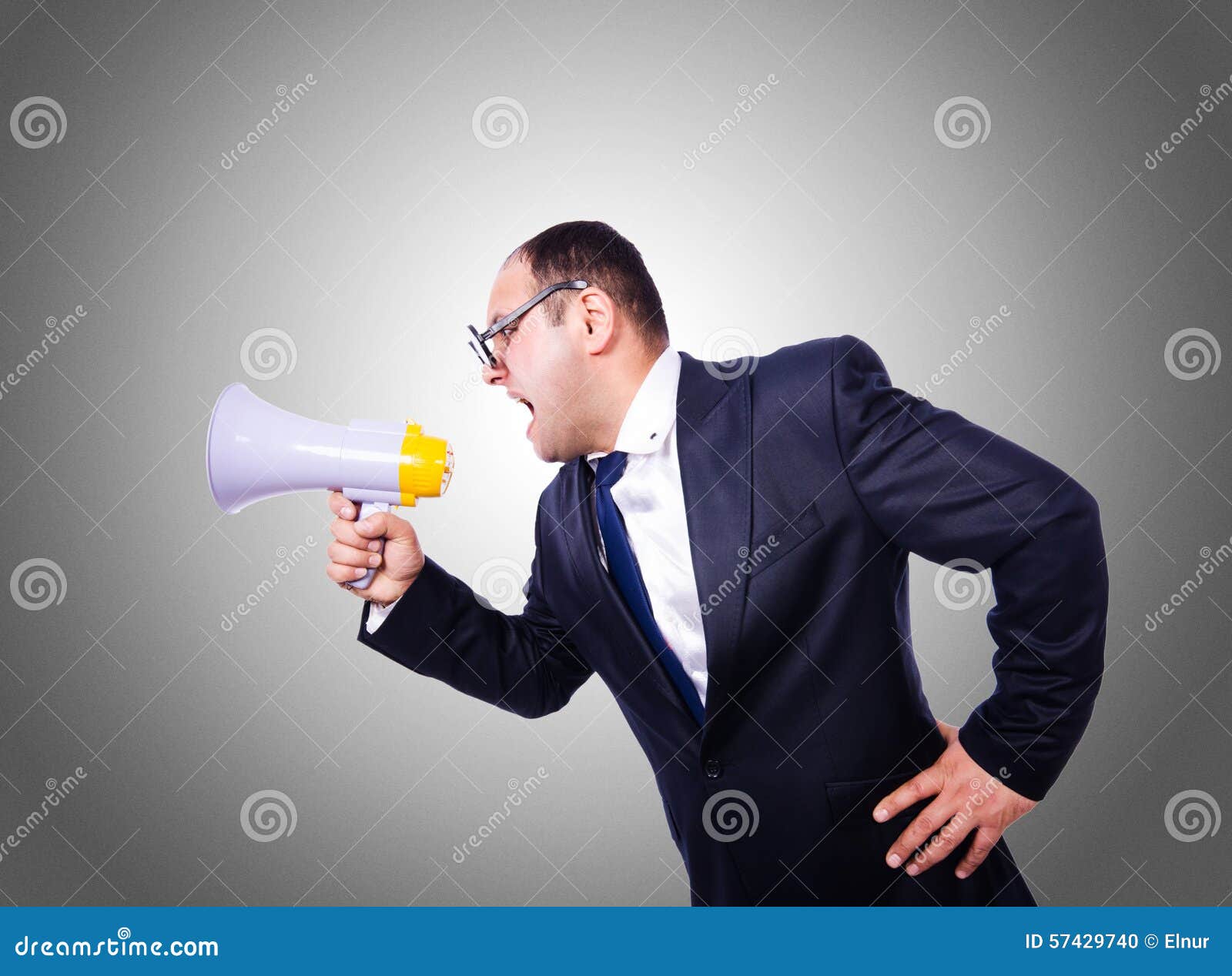 Funny Man with Loudspeaker on the White Stock Photo - Image of humor ...