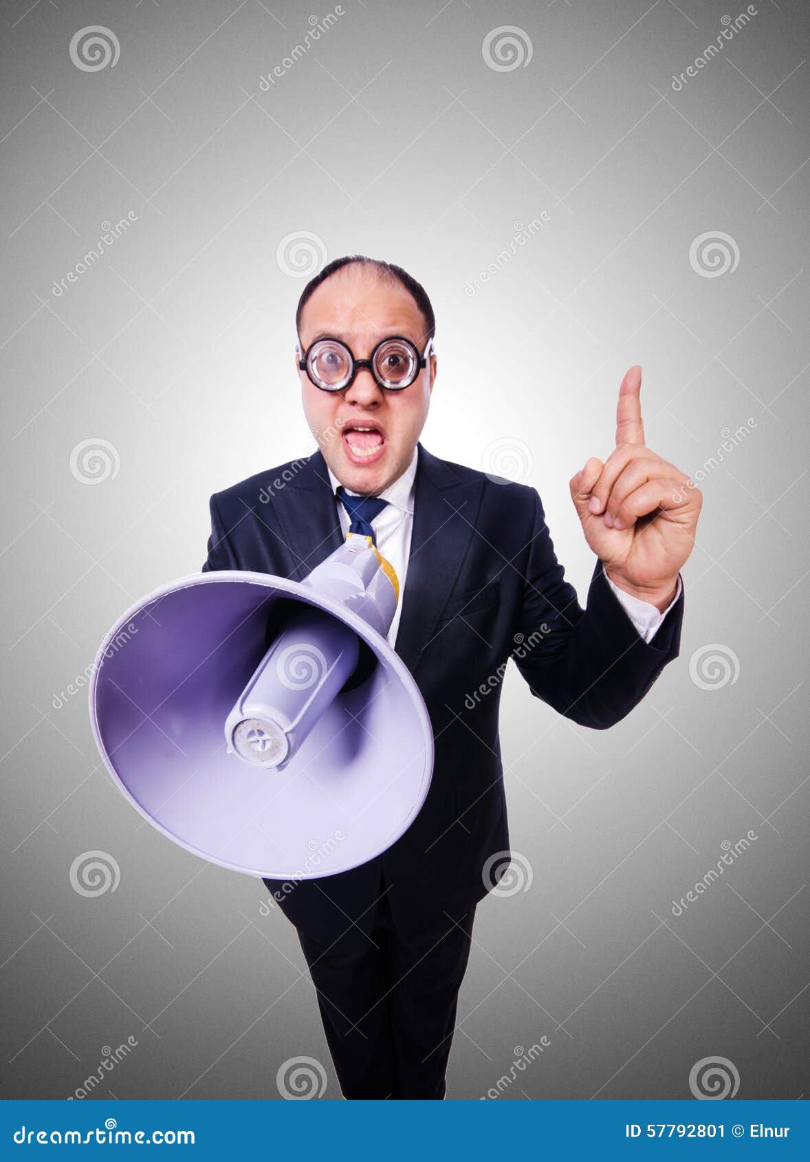 Funny Man with Loudspeaker on White Stock Image - Image of loudspeaker ...