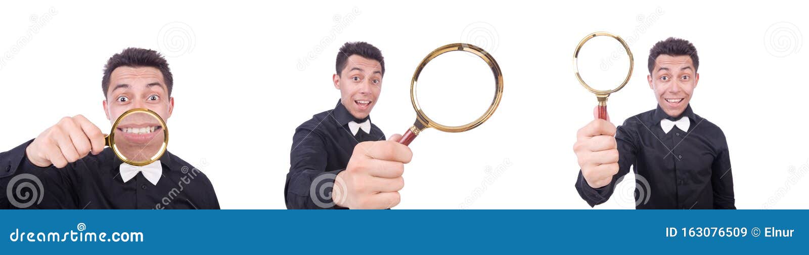 Funny Man with Magnifying Glass Stock Image - Image of looking, glasses ...