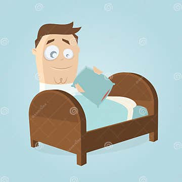 Funny man making the bed stock vector. Illustration of happy - 87512161