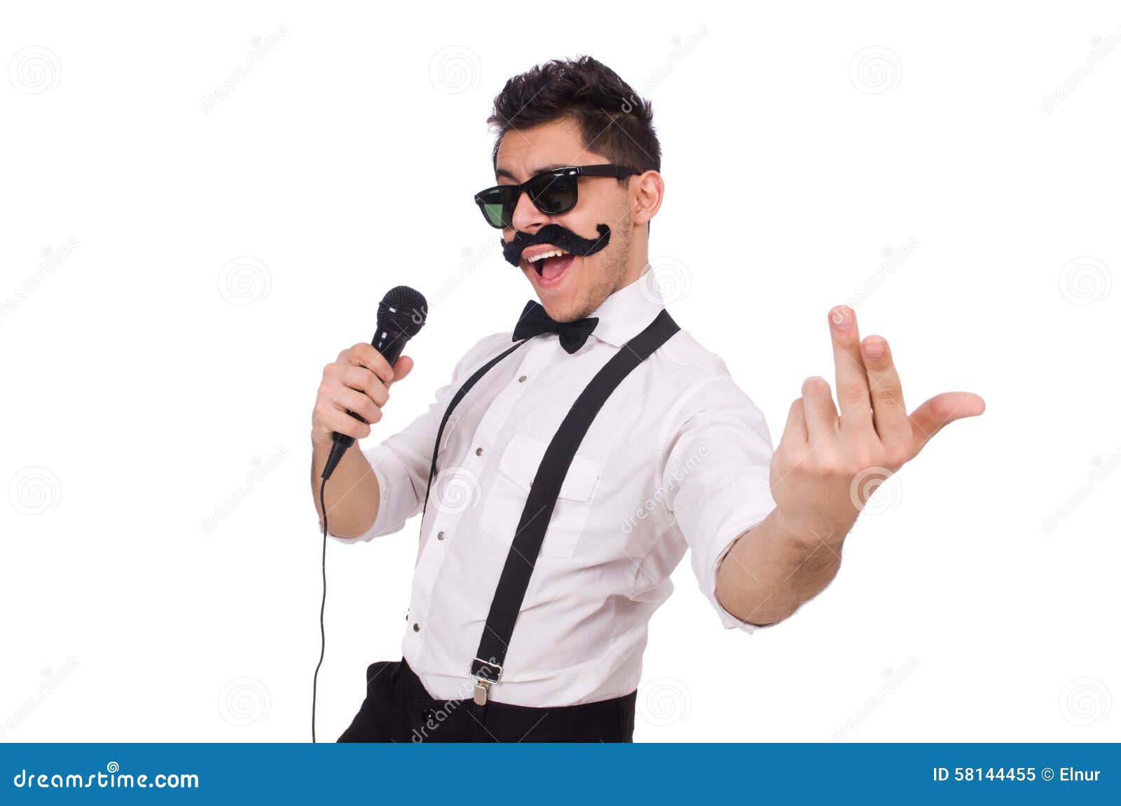 Funny man with mic stock image. Image of funny, latino - 58144455
