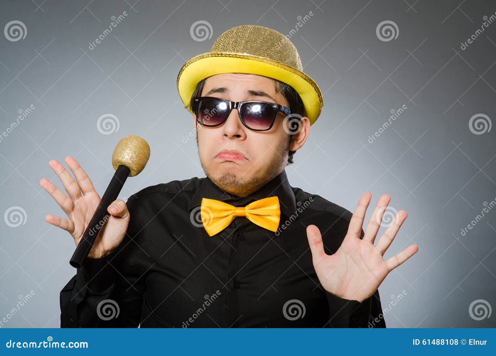 The Funny Man with Mic in Karaoke Concept Stock Photo - Image of artist ...