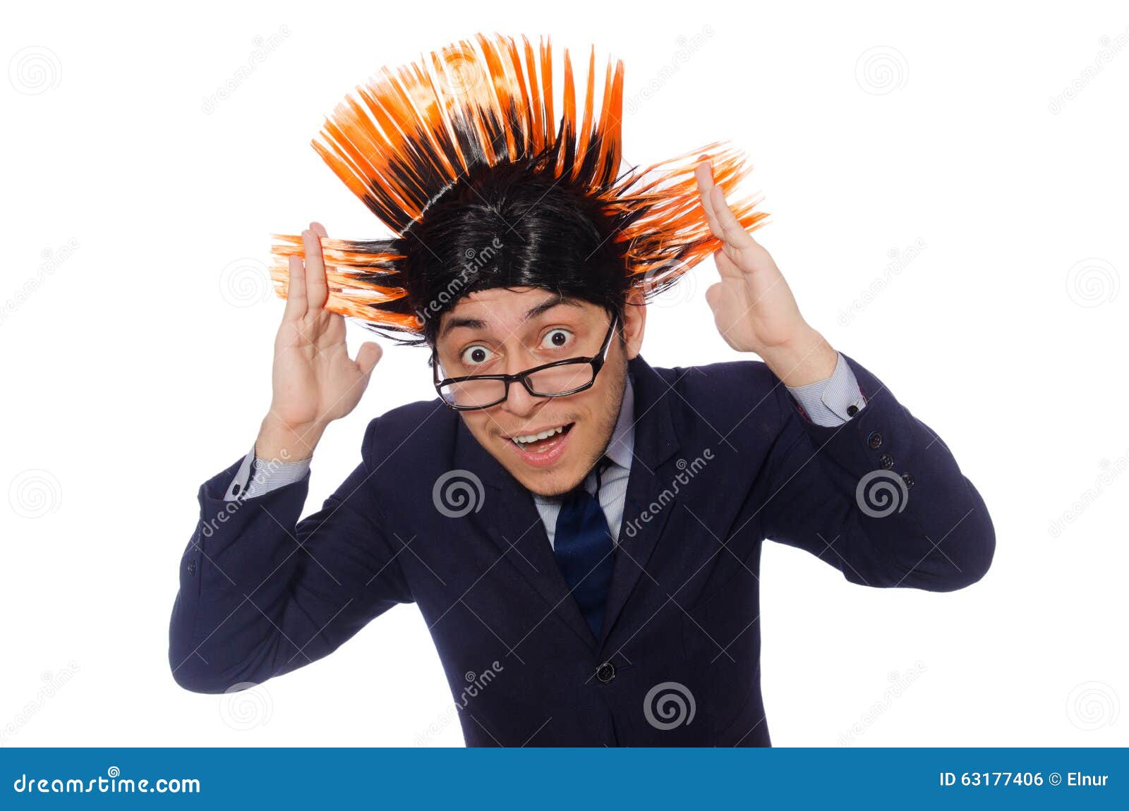 The Funny Man with Mohawk Hairstyle Stock Photo - Image of glasses ...