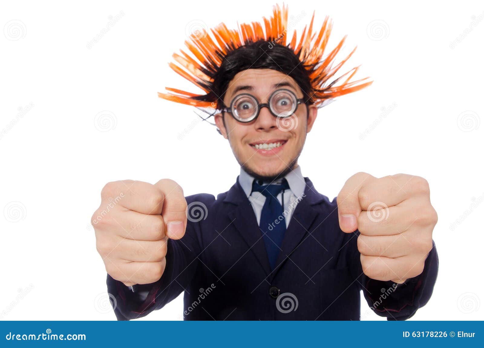 The Funny Man with Mohawk Hairstyle Stock Photo - Image of briefcase ...
