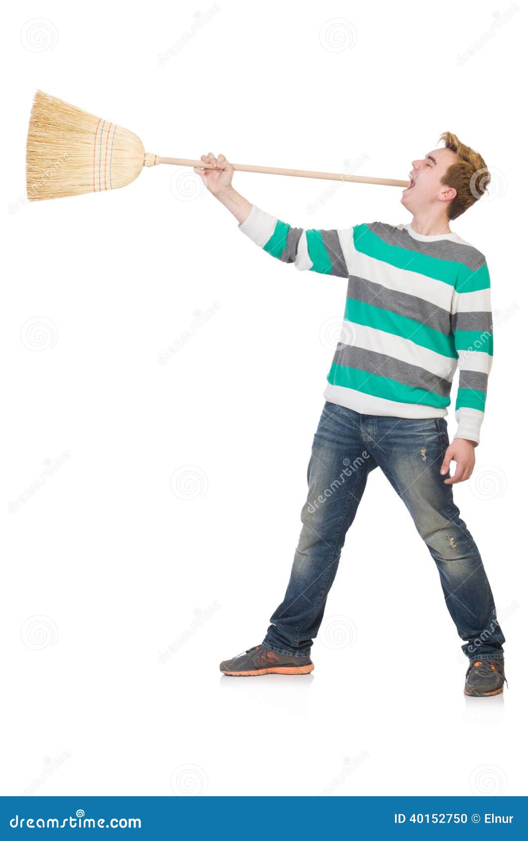 Funny man with mop stock photo. Image of home, house - 40152750