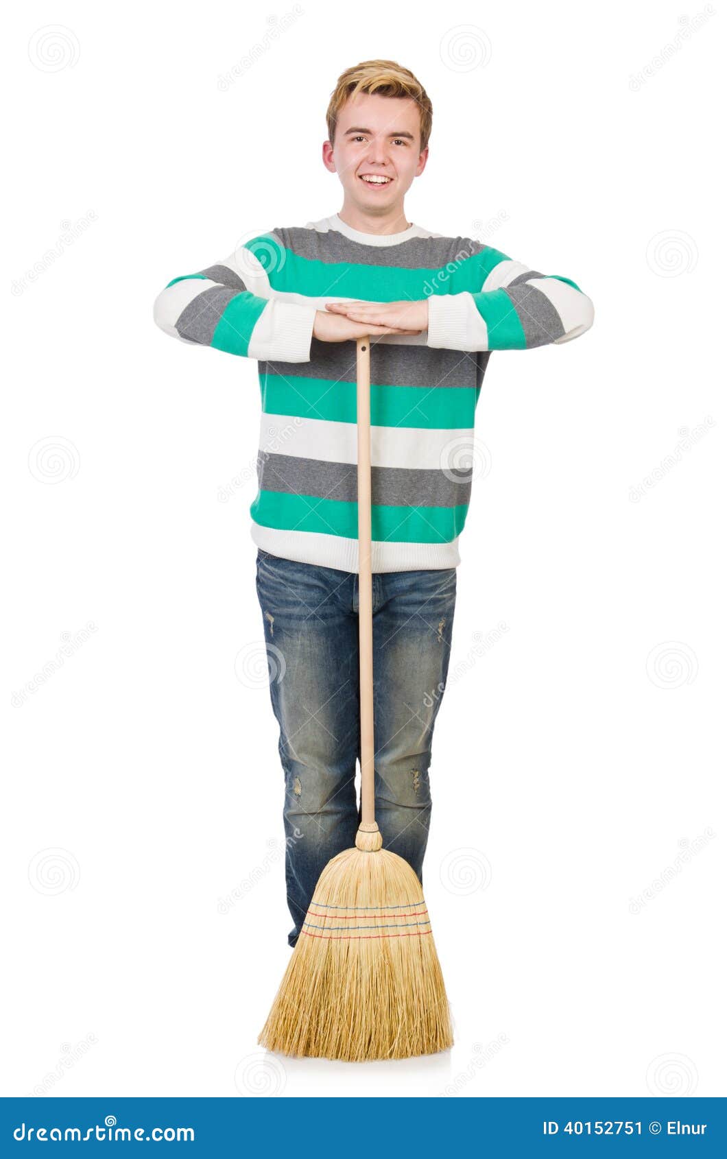 Funny man with mop stock image. Image of lady, maid, adult - 40152751