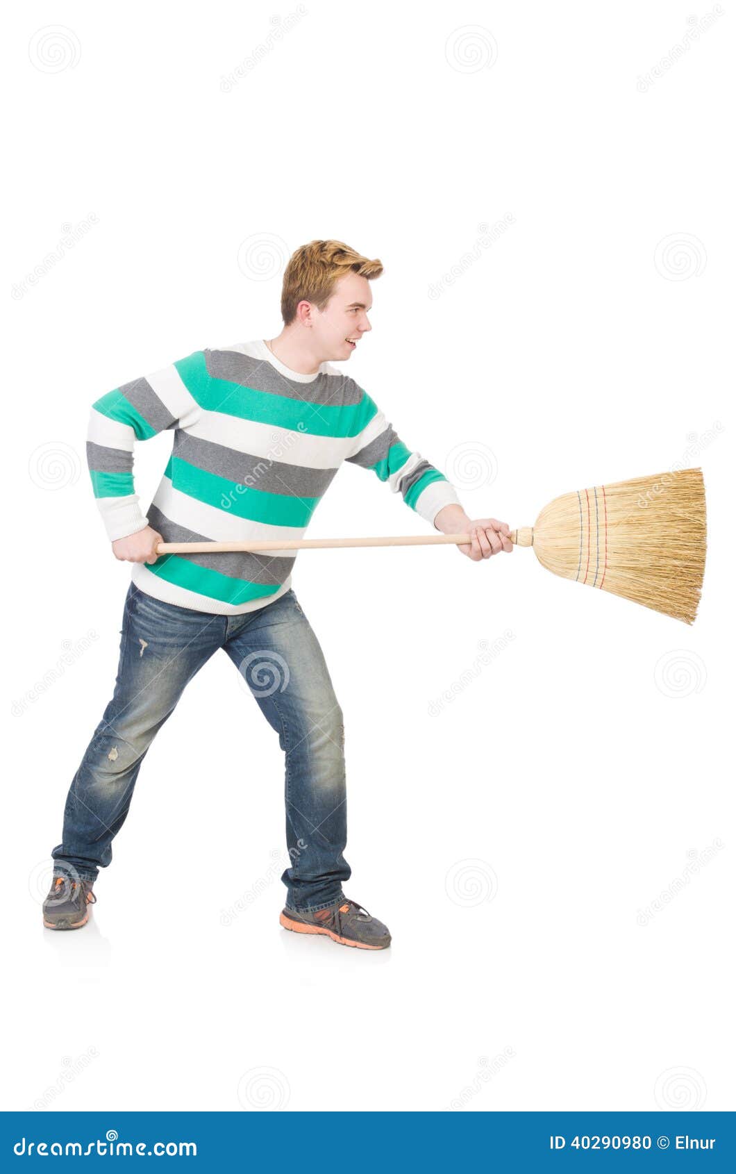 Funny man with mop stock photo. Image of humorous, house - 40290980