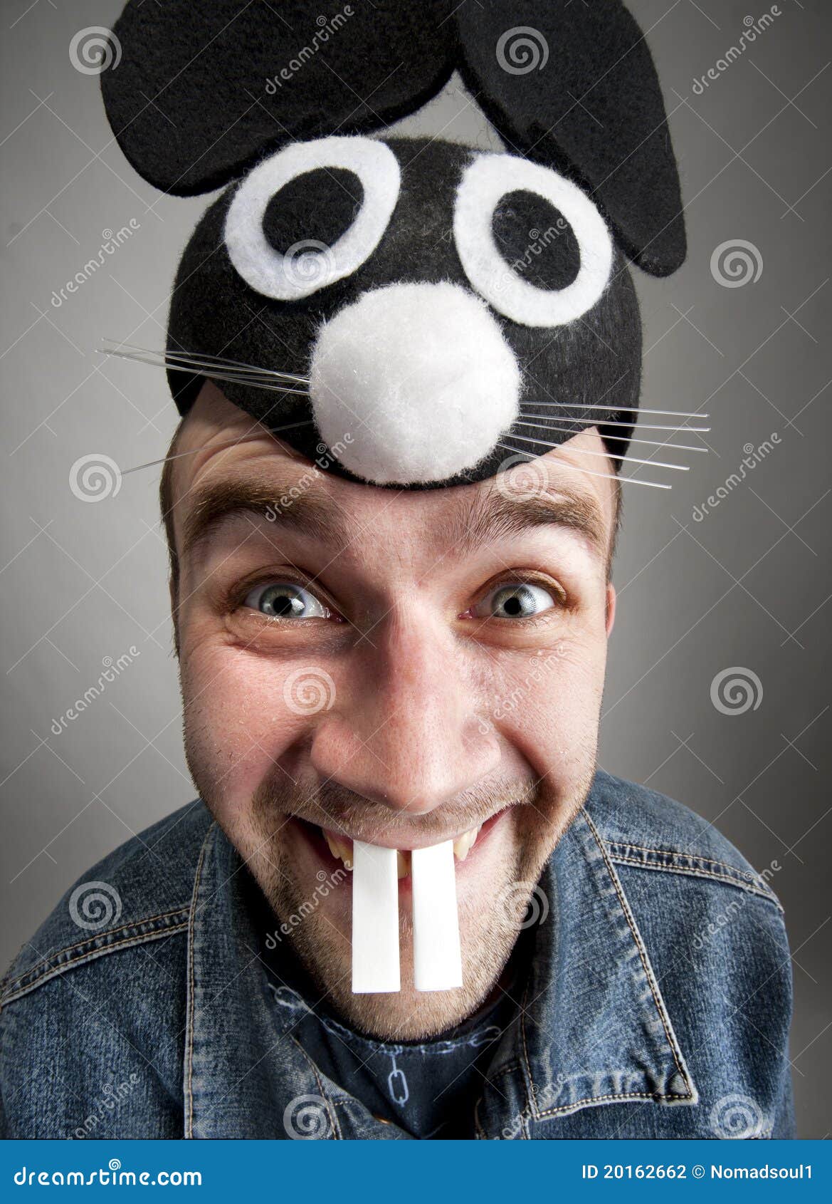 Funny man in mouse hat stock photo. Image of white, concept - 20162662
