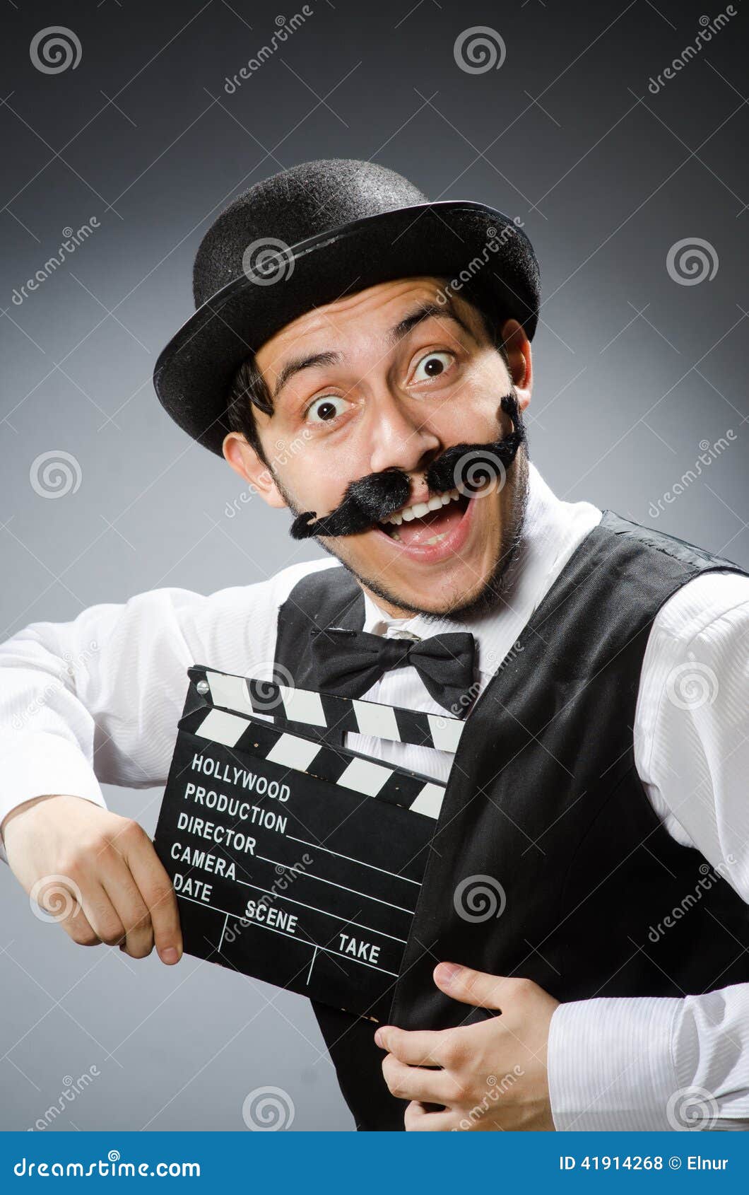 Funny Man with Movie Clapper Stock Photo - Image of hollywood, actor ...