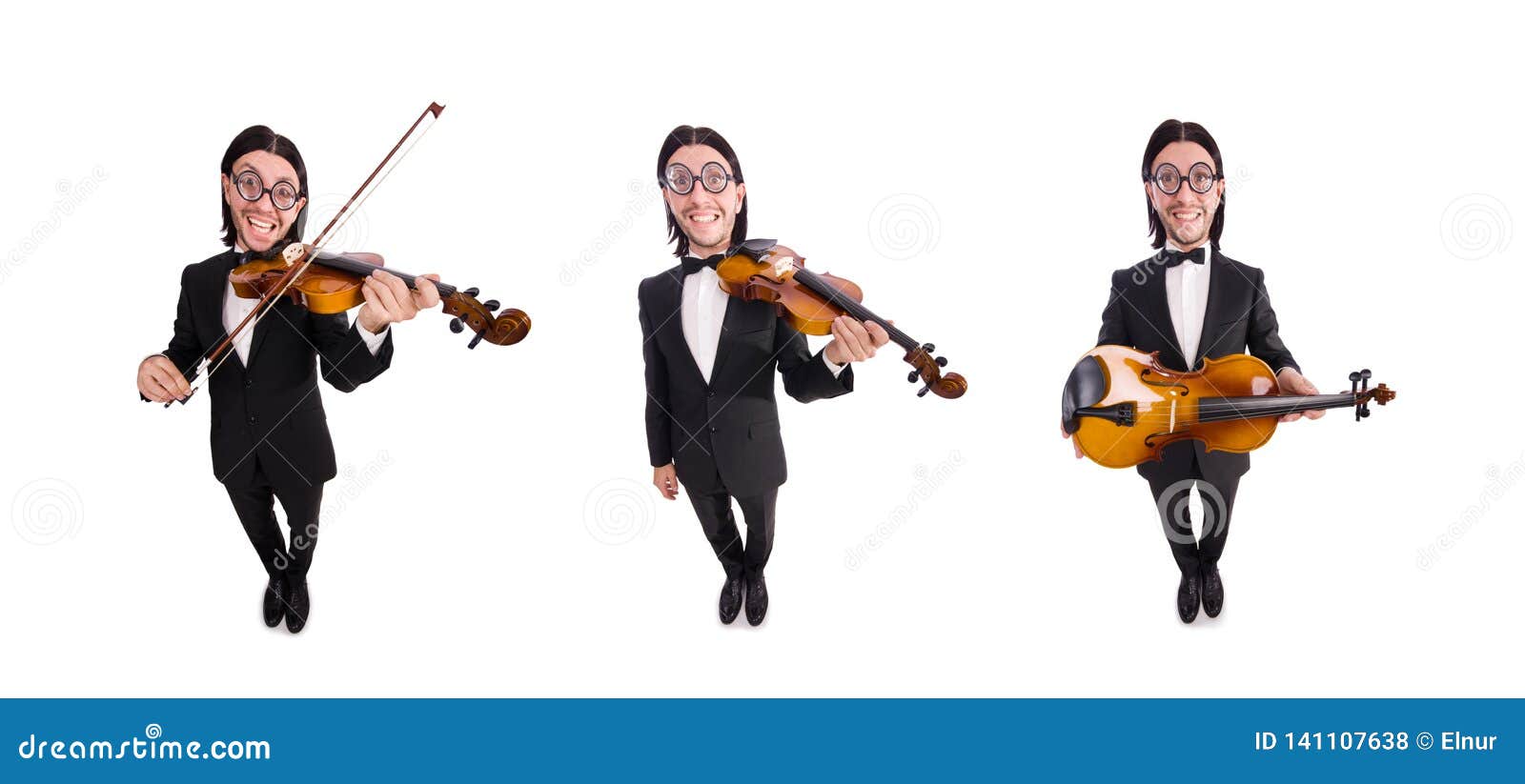 The Funny Man with Music Instrument on White Stock Photo - Image of ...