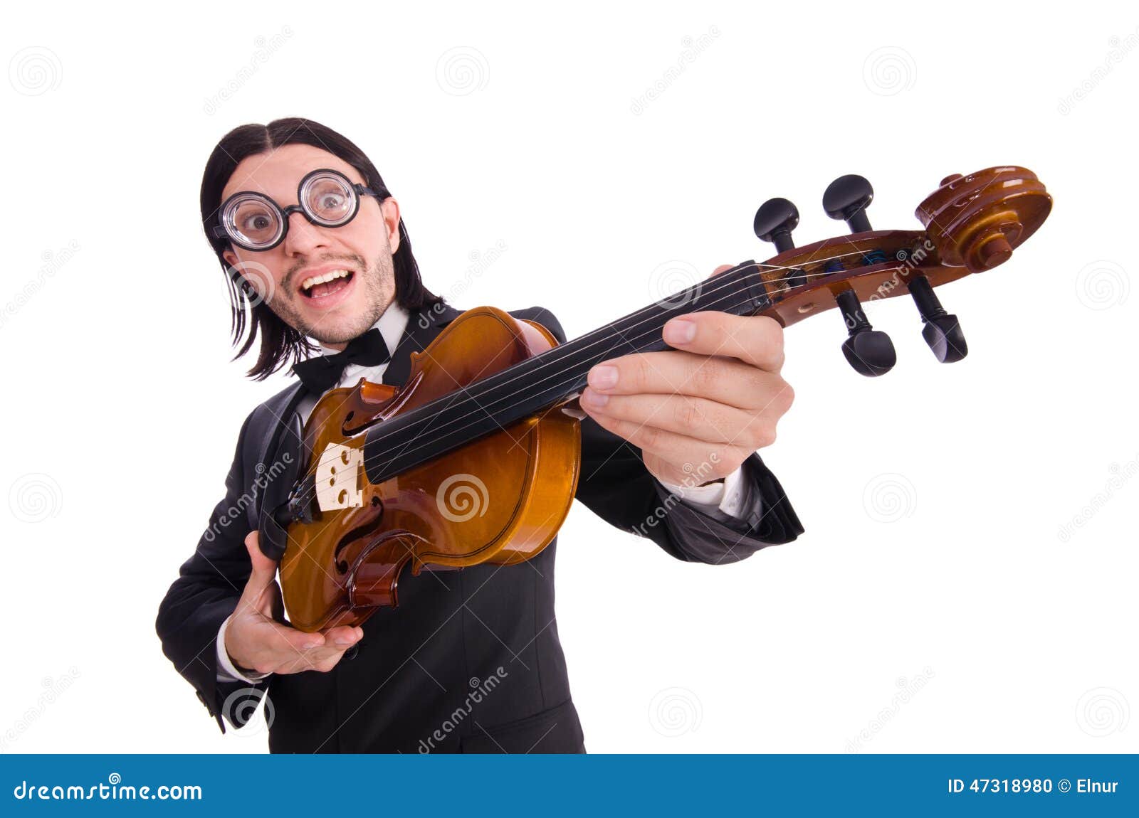 Funny Man with Music Instrument Stock Photo - Image of cellist, male ...