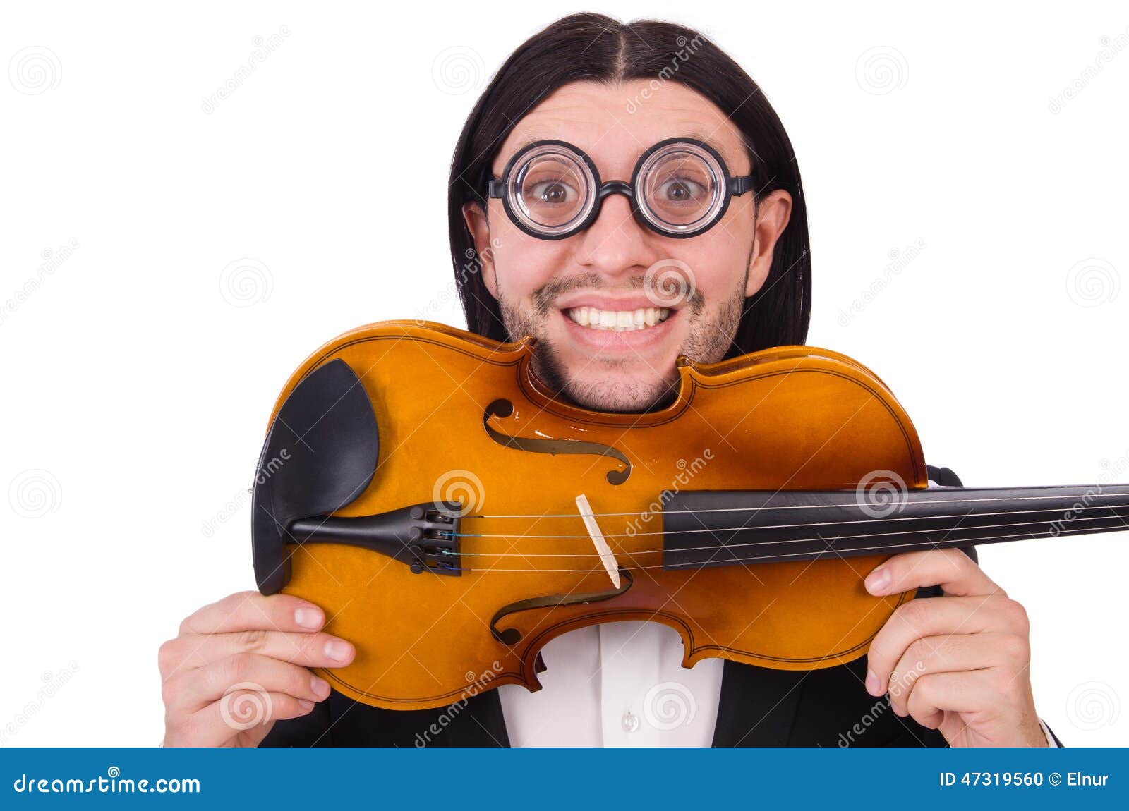Funny Man with Music Instrument Stock Photo - Image of musical ...