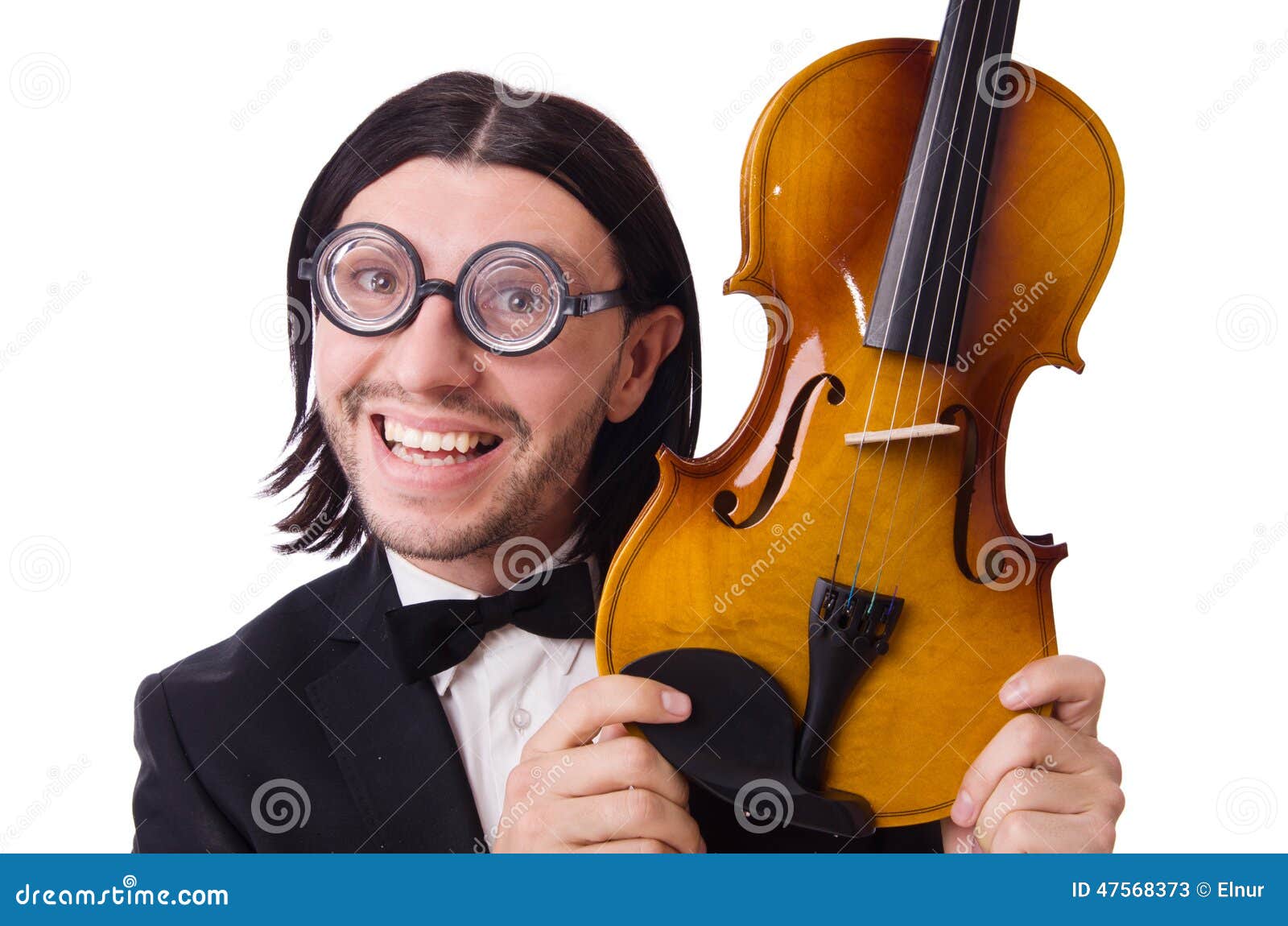 Funny Man with Music Instrument Stock Image - Image of funny, music ...