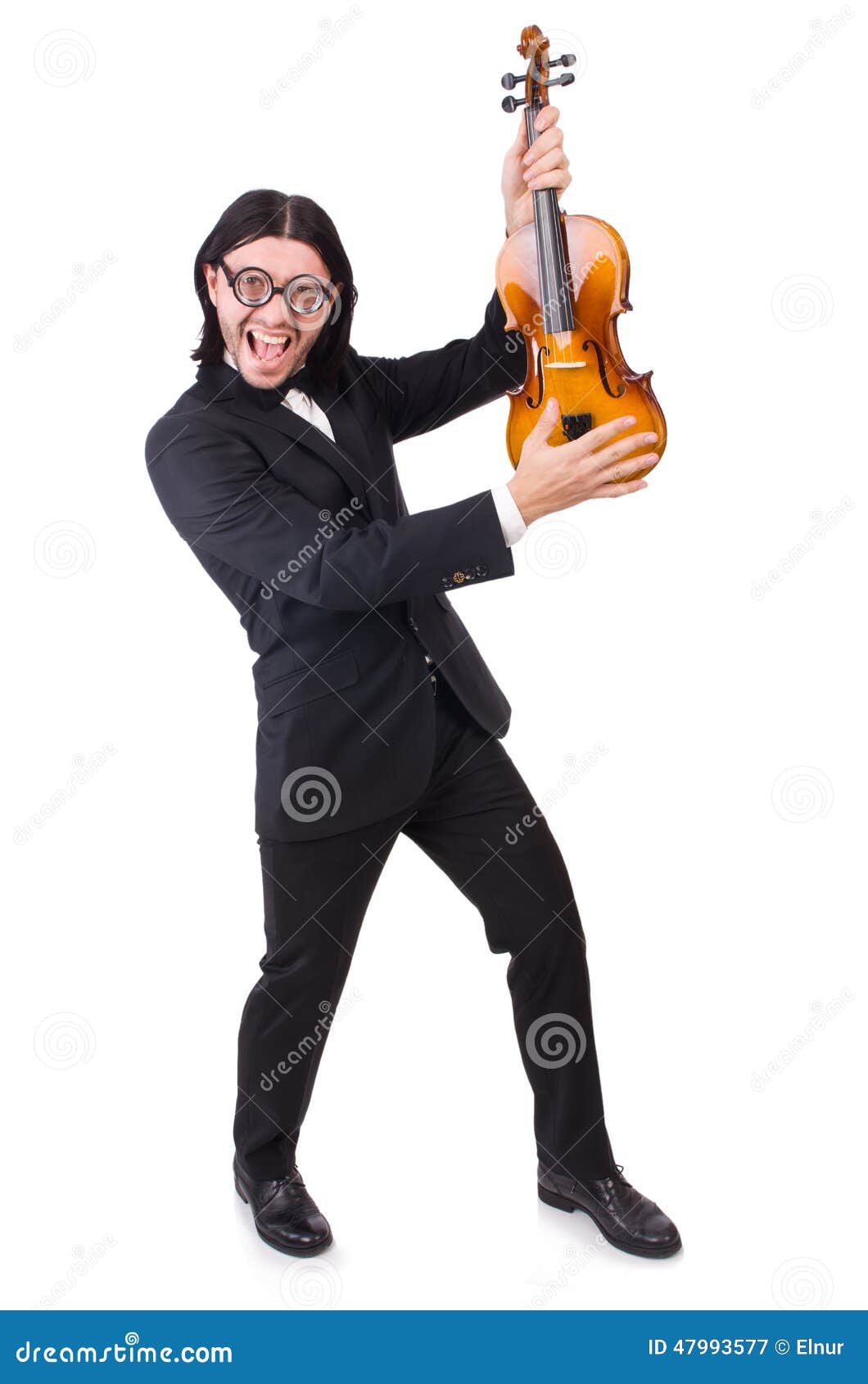 Funny Man with Music Instrument Stock Image - Image of entertainment ...