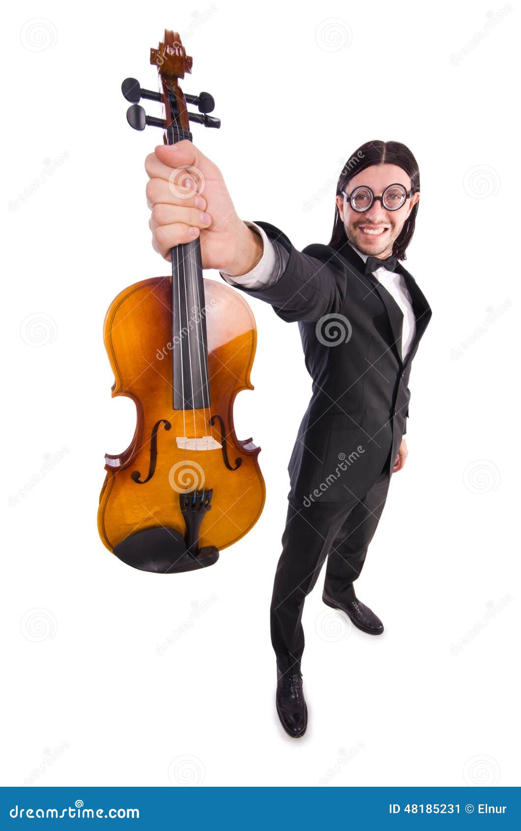Funny Man with Music Instrument Stock Image - Image of musician, nerd ...