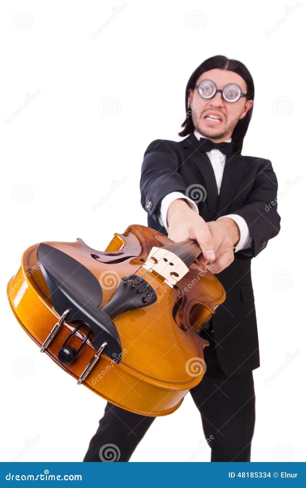 Funny Man with Music Instrument Stock Photo - Image of cellist, black ...