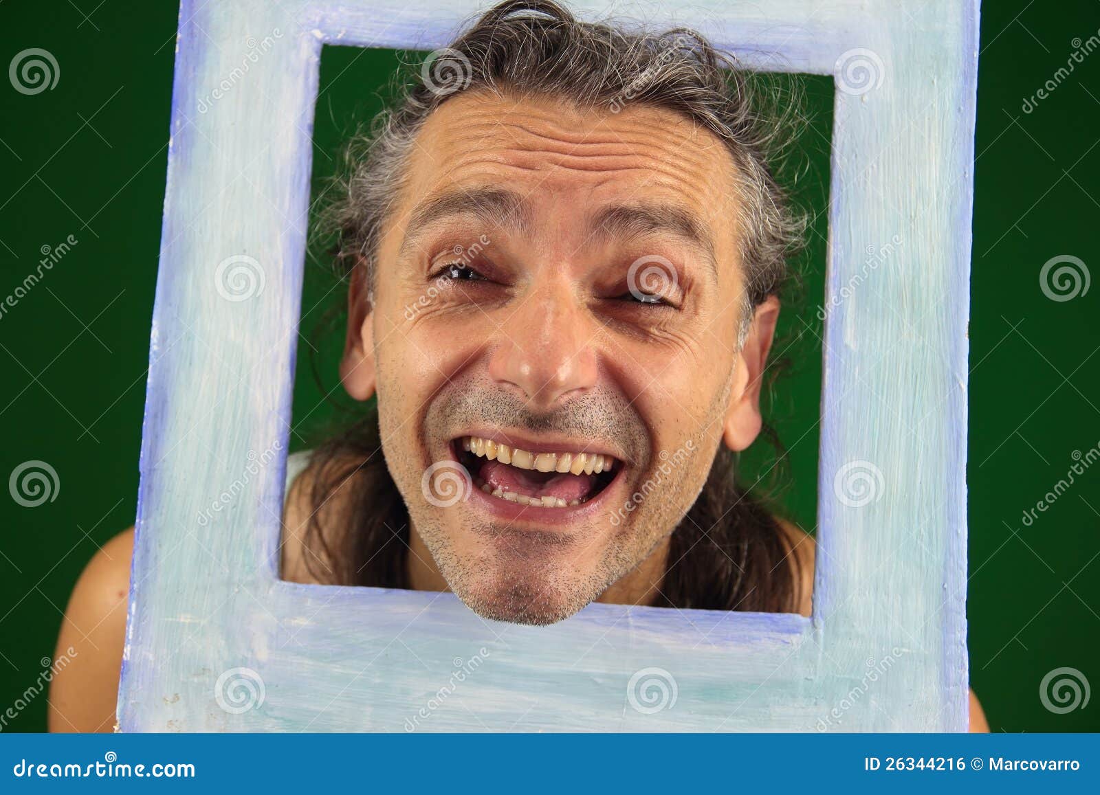 Funny Man in a Picture Frame Stock Photo - Image of laughing, funny ...