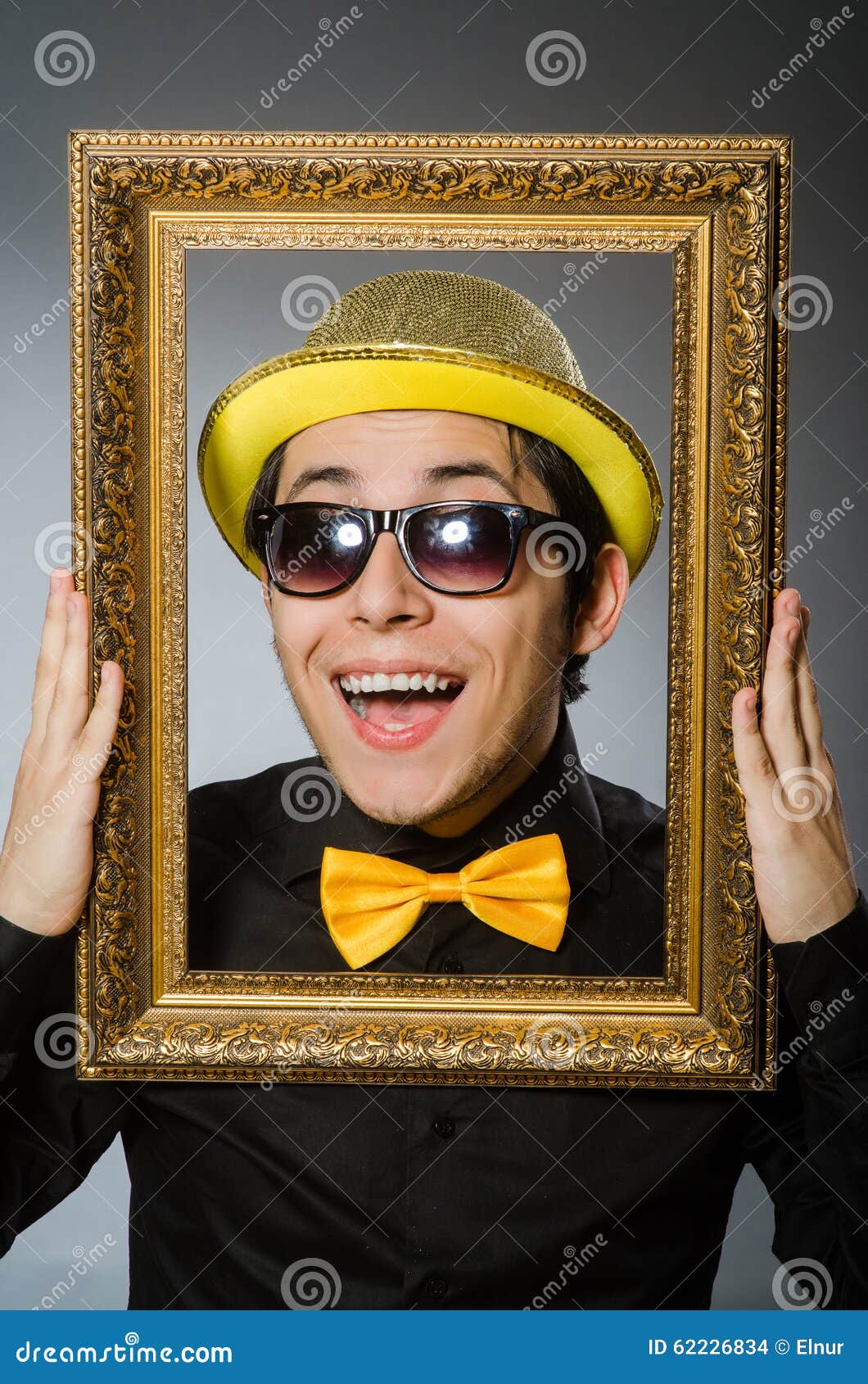 The Funny Man with Picture Frame Stock Photo - Image of happy, glad ...
