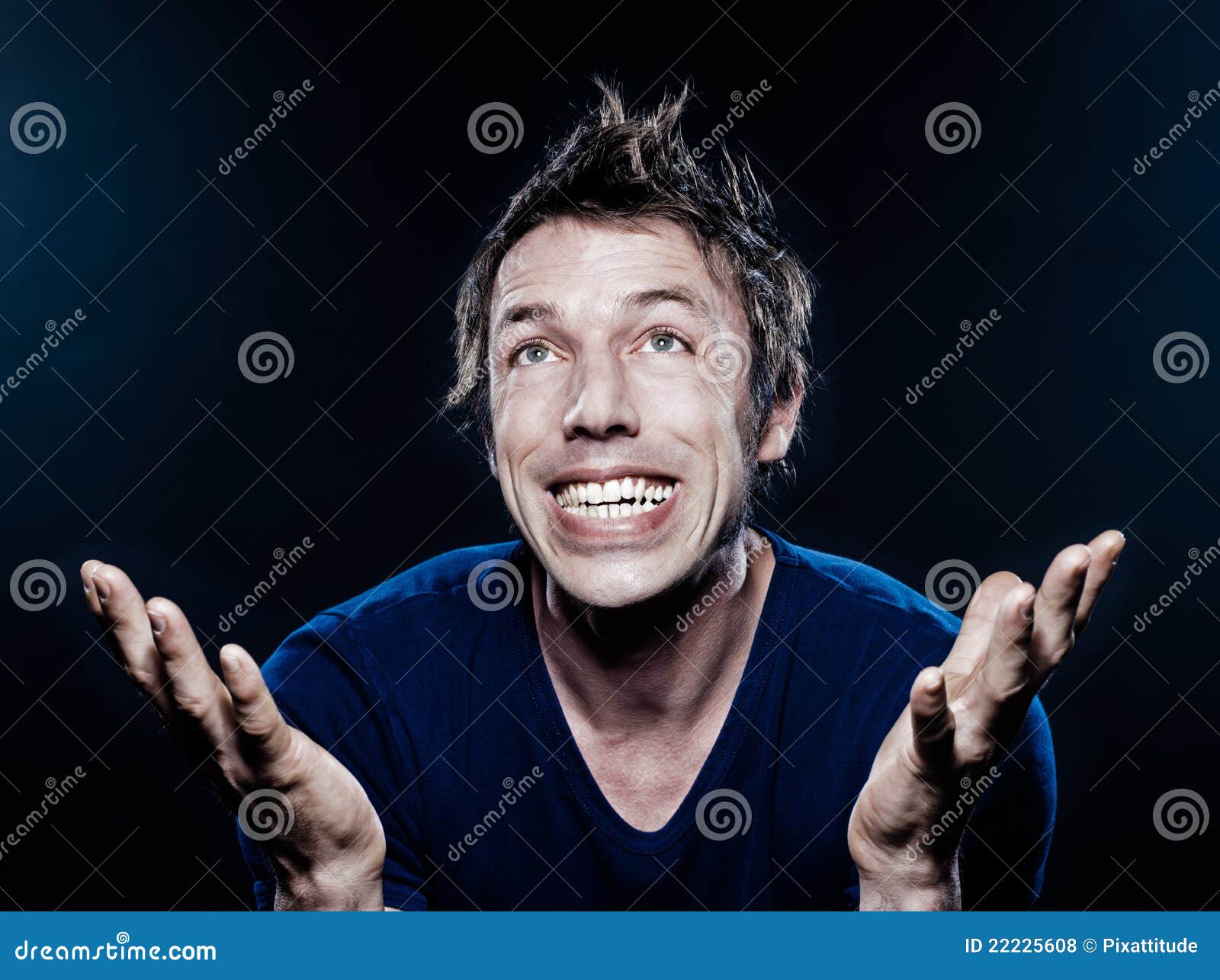 Portrait Of Ecstatic Gamer Guy In Headphones Screaming And Rejoicing ...