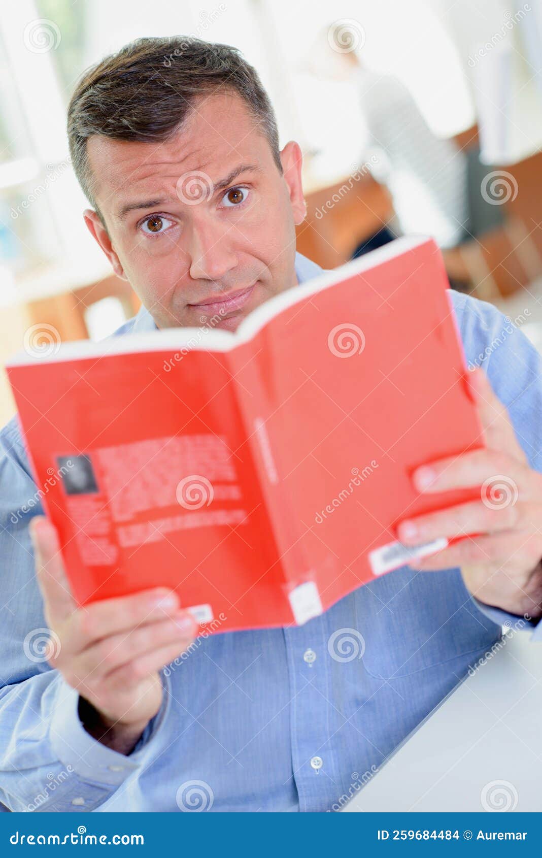 Funny man in reading book stock photo. Image of handsome - 259684484