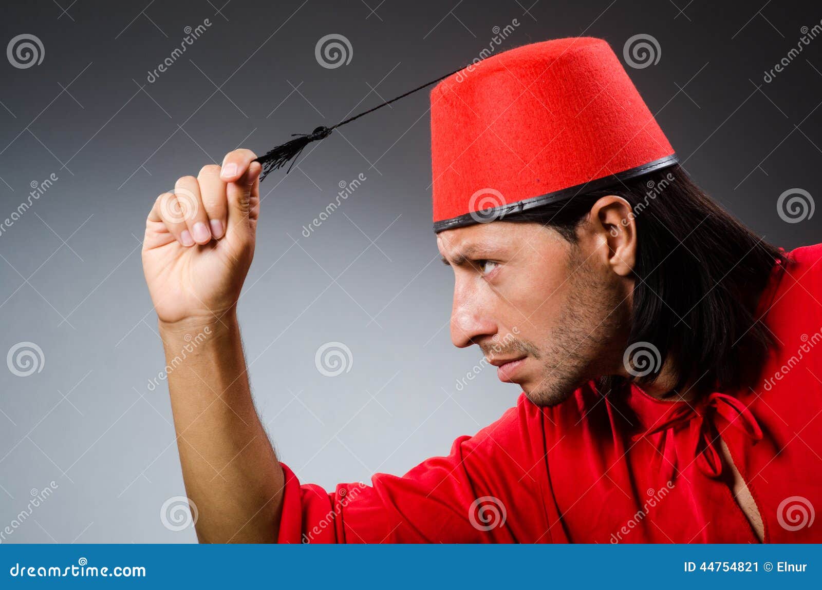 Funny Man in Red Dress Wearing Stock Image - Image of middle, humour ...