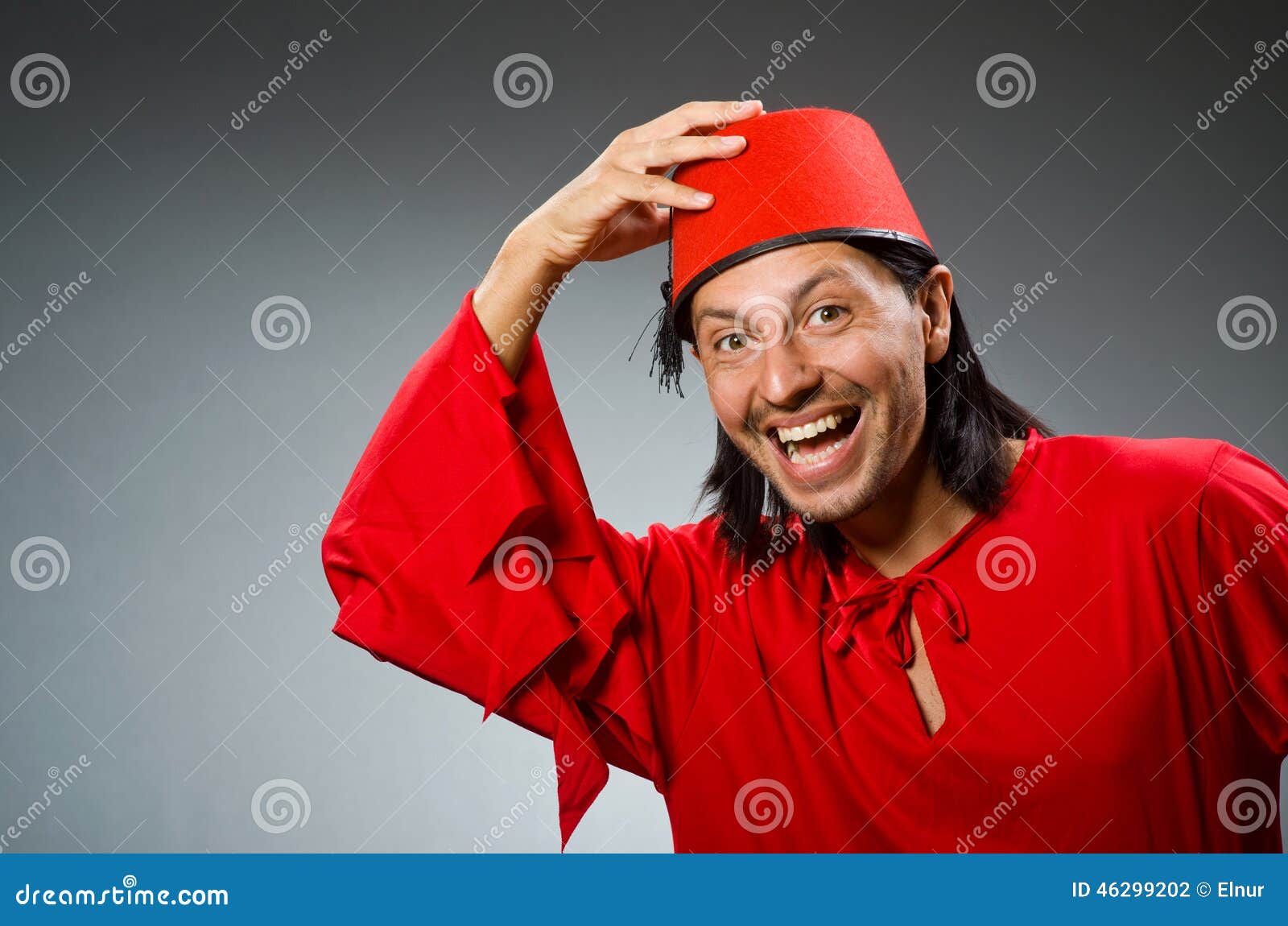 Funny Man in Red Dress Wearing Stock Photo - Image of ethnic, east ...