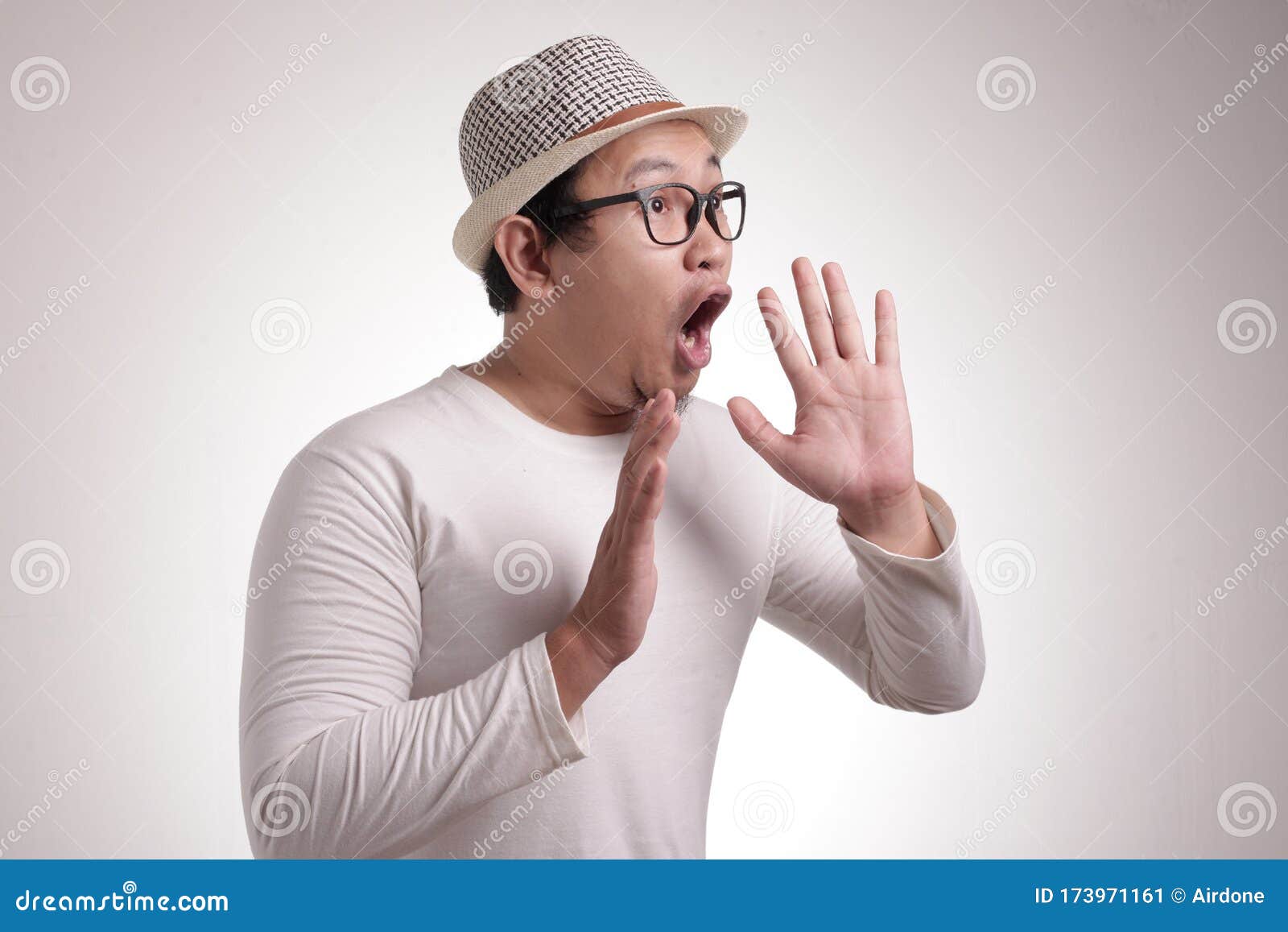 Funny Man Shouting and Yelling Stock Image - Image of announce ...
