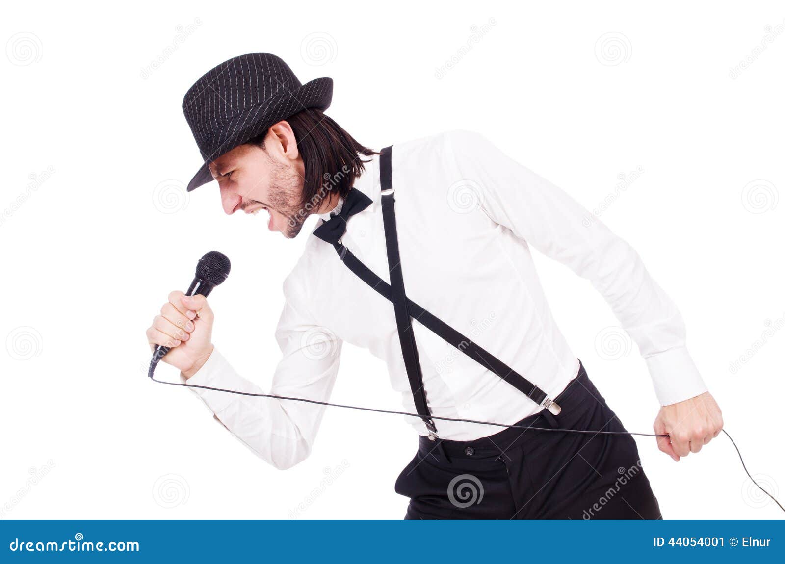 Funny man singing isolated stock image. Image of live - 44054001
