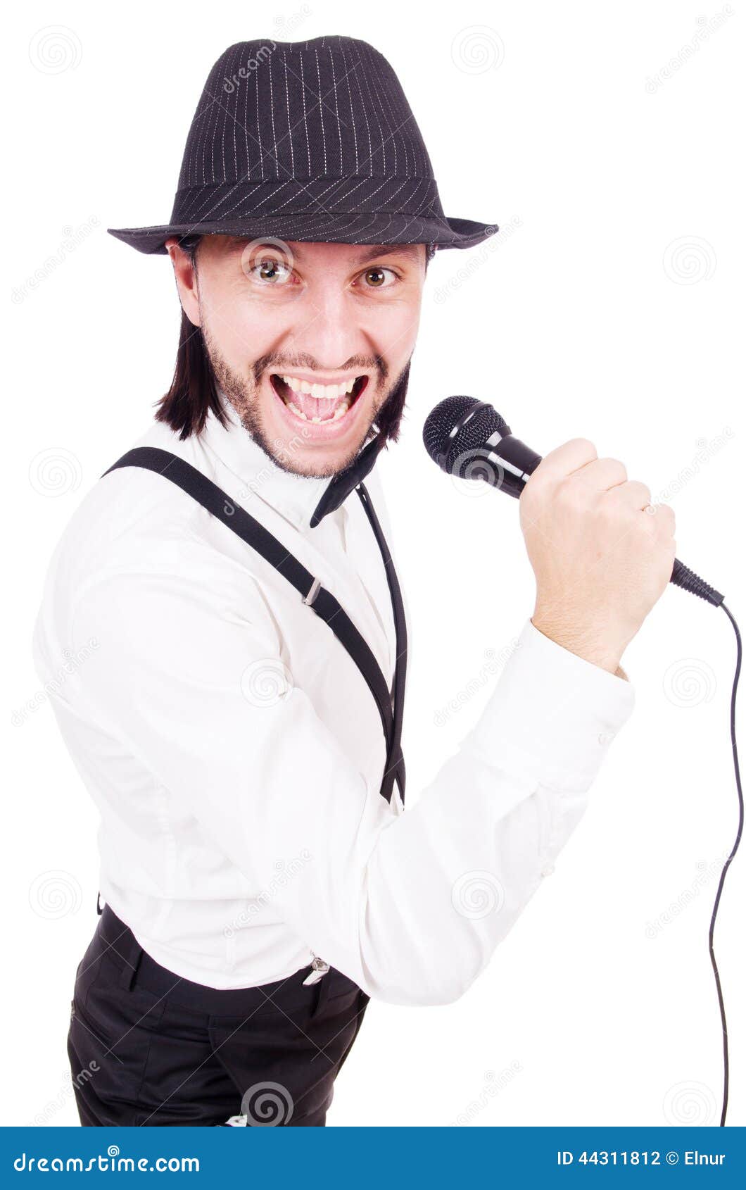 Funny man singing isolated stock photo. Image of beautiful - 44311812