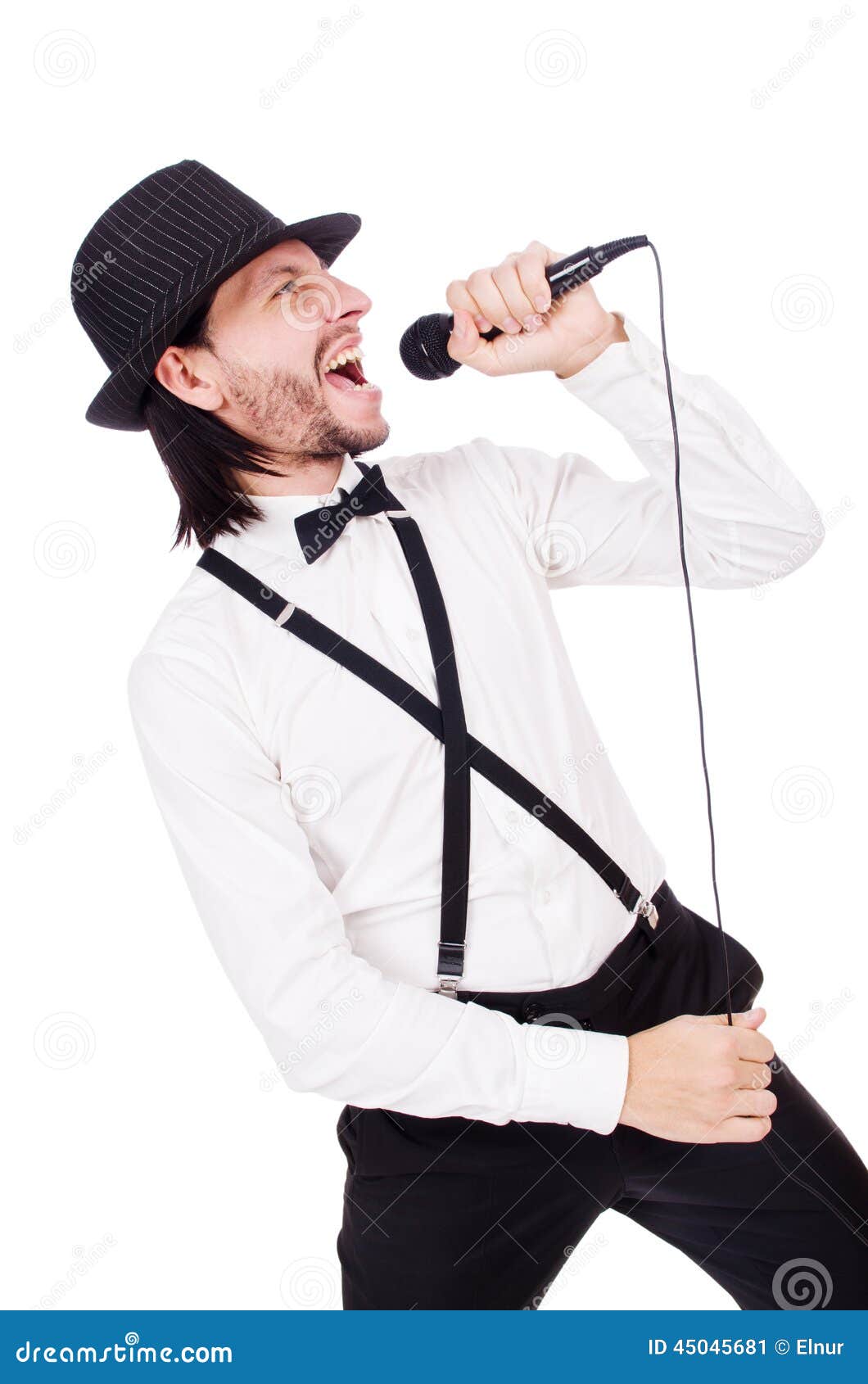 Funny man singing isolated stock image. Image of club - 45045681
