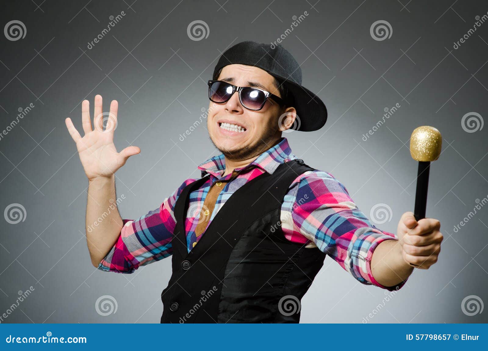 Funny Man Singing in Karaoke Stock Image - Image of rock, funny: 57798657