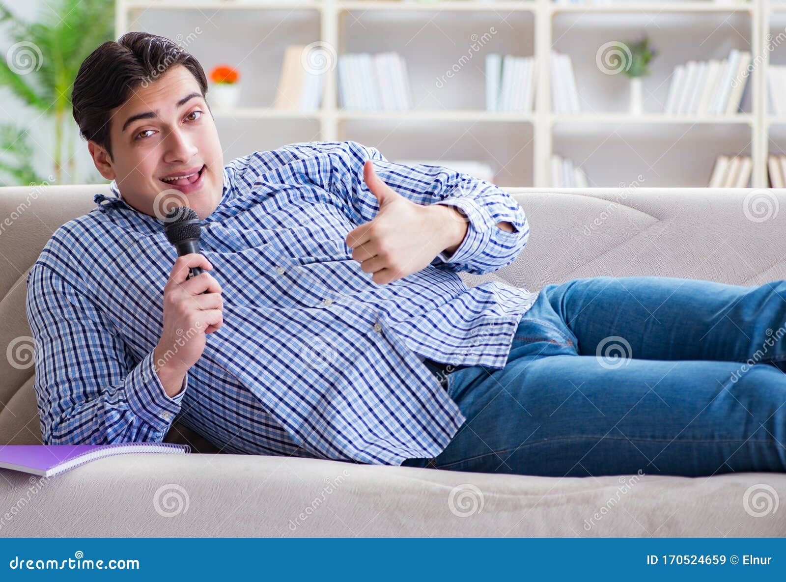 Funny Man Singing Songs in Karaoke at Home Stock Image - Image of disco ...
