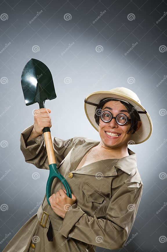 The Funny Man with the Spade Stock Image - Image of hunting, comic ...