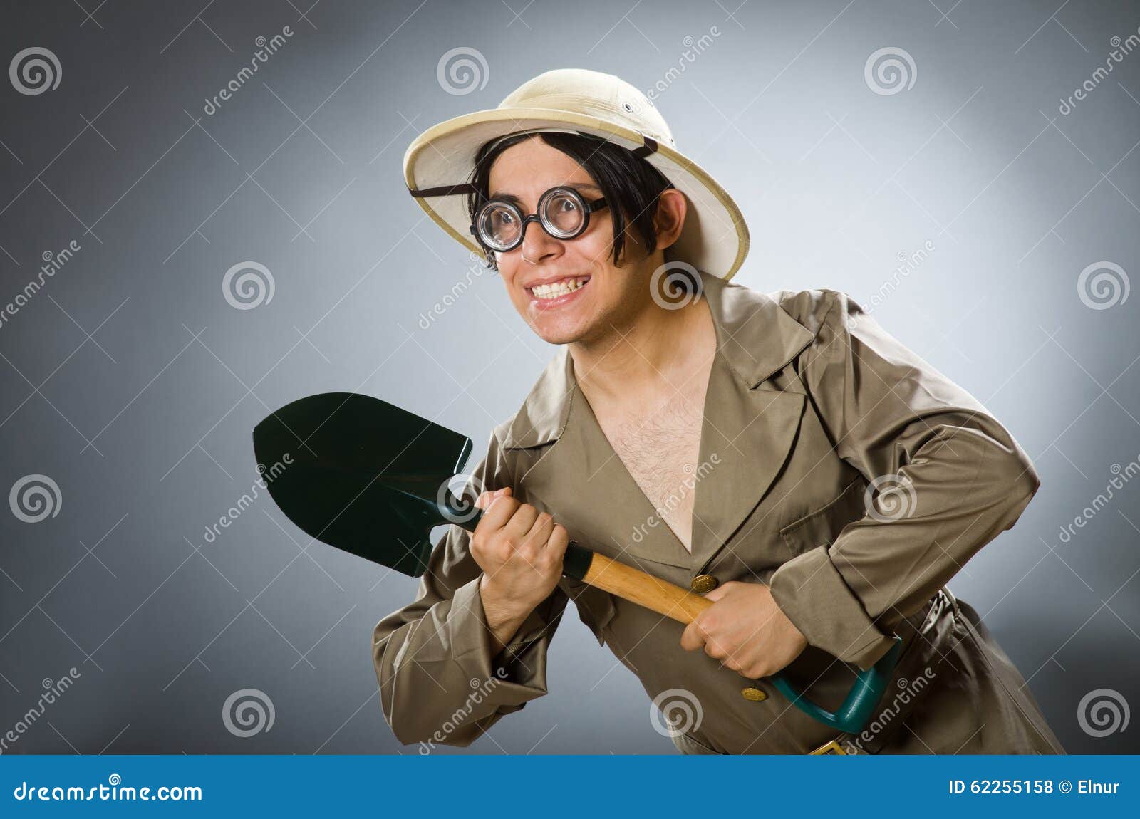 The Funny Man with the Spade Stock Photo - Image of safari, digging ...