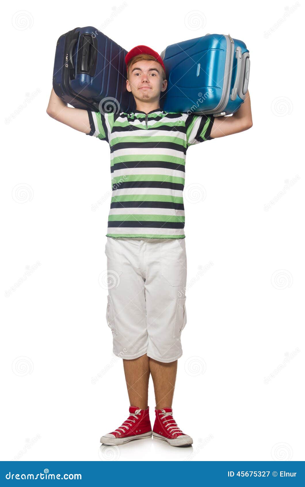 Funny Man with Suitcase Isolated Stock Image - Image of allowance ...