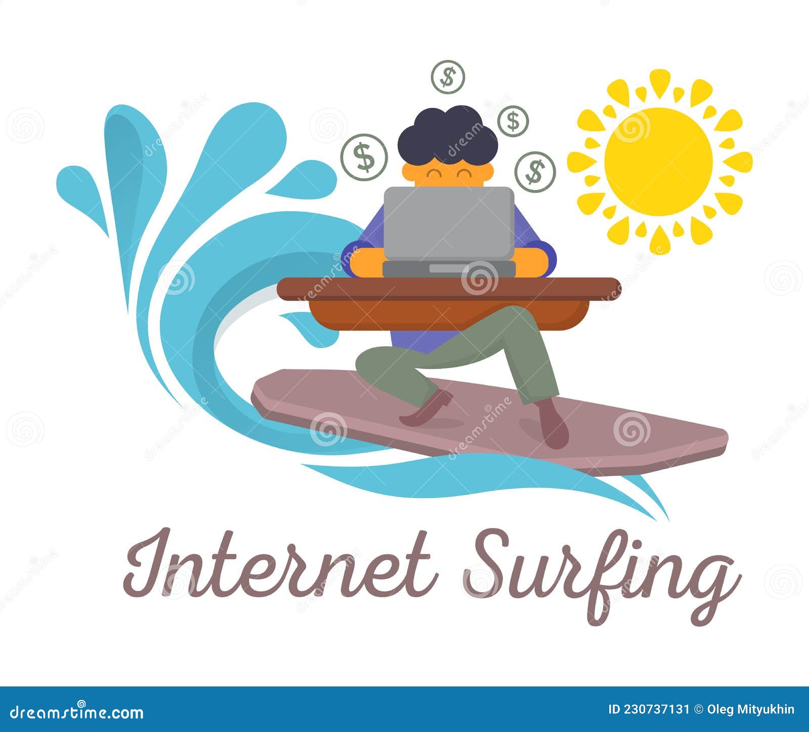 Funny Man at the Table with a Laptop is Surfing the Internet Stock ...