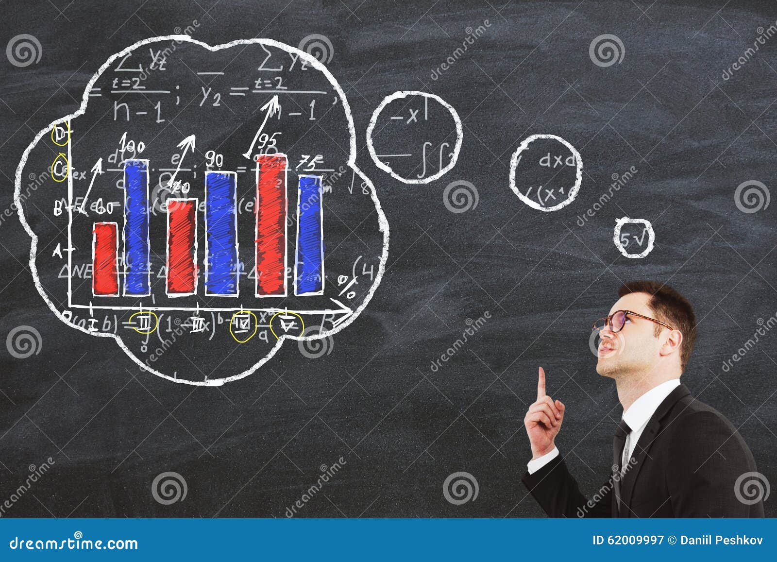 Funny Man is Thinking How To Increase Profits Stock Image - Image of ...