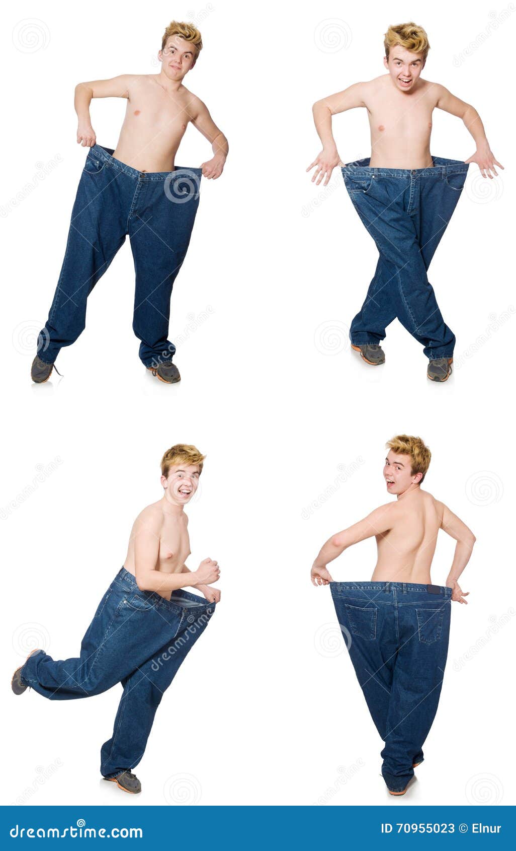 Funny Man with Trousers Isolated on White Stock Image - Image of pants ...