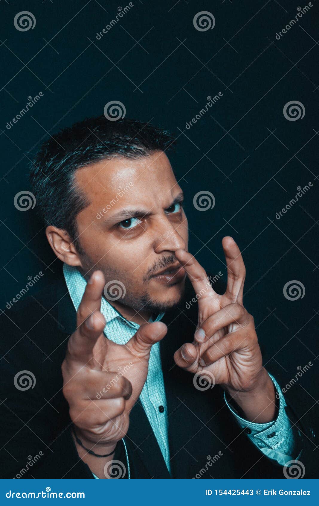 Funny man using his hands stock image. Image of expression - 154425443