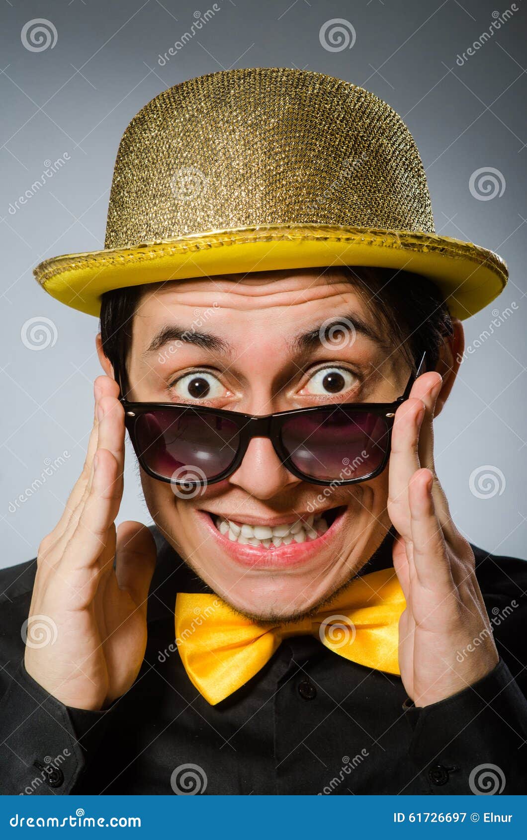 The Funny Man with Vintage Hat Stock Image - Image of bowtie, emotion ...