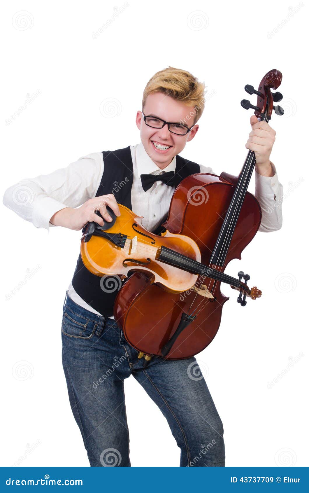 Funny man with violin stock image. Image of fiddle, musical - 43737709