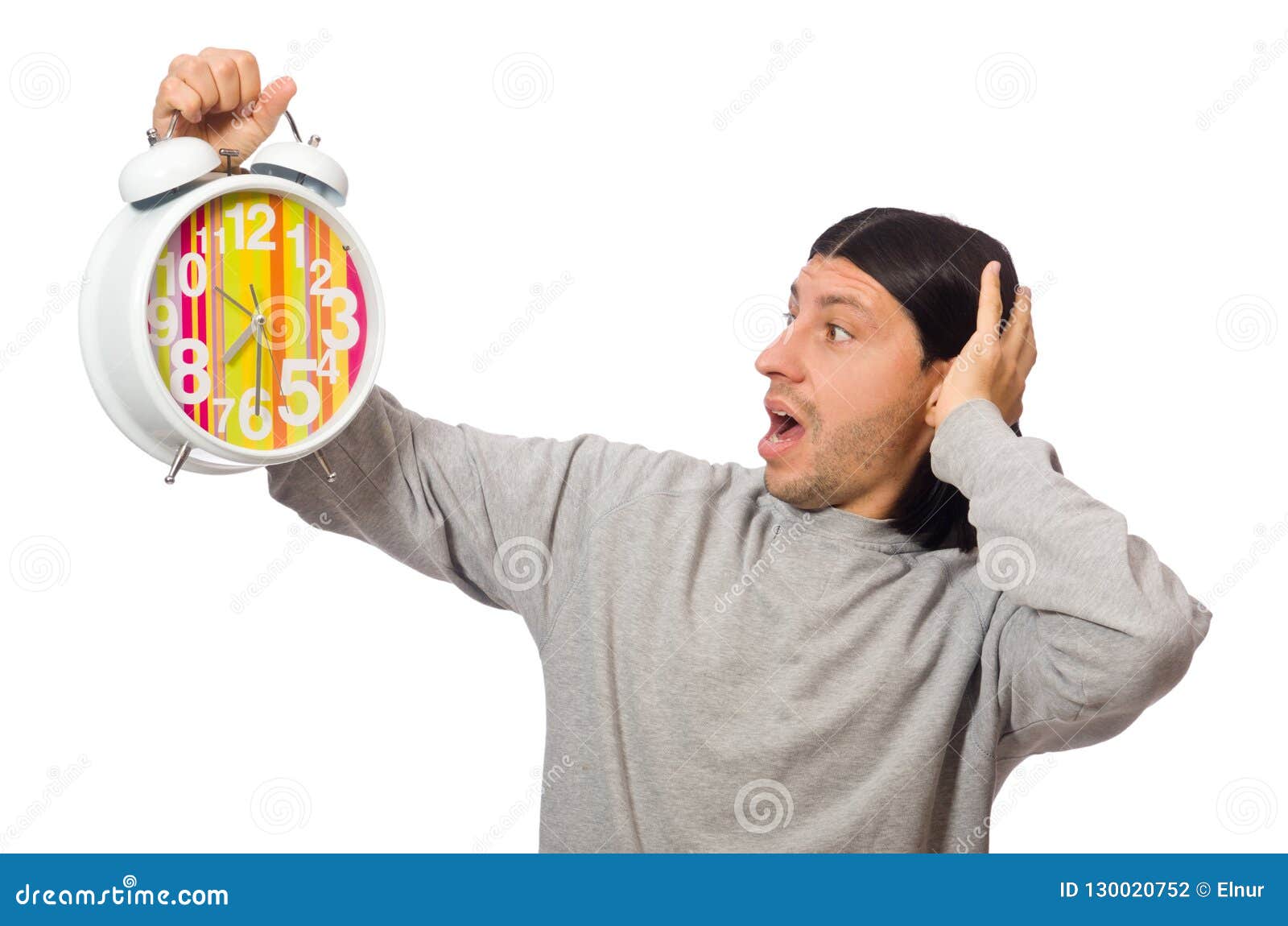 The Funny Man Waking Up in the Morning on White Stock Photo - Image of ...