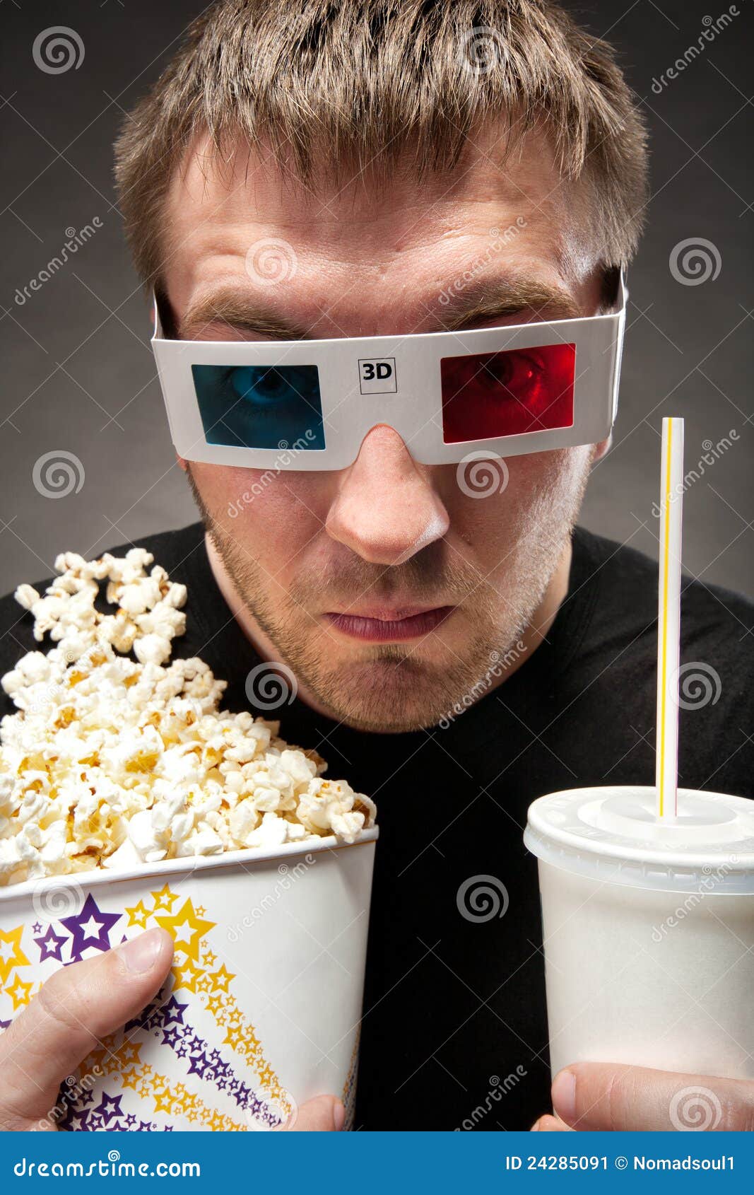 Funny Man Watching 3D Movie Stock Image - Image of leisure, geek: 24285091