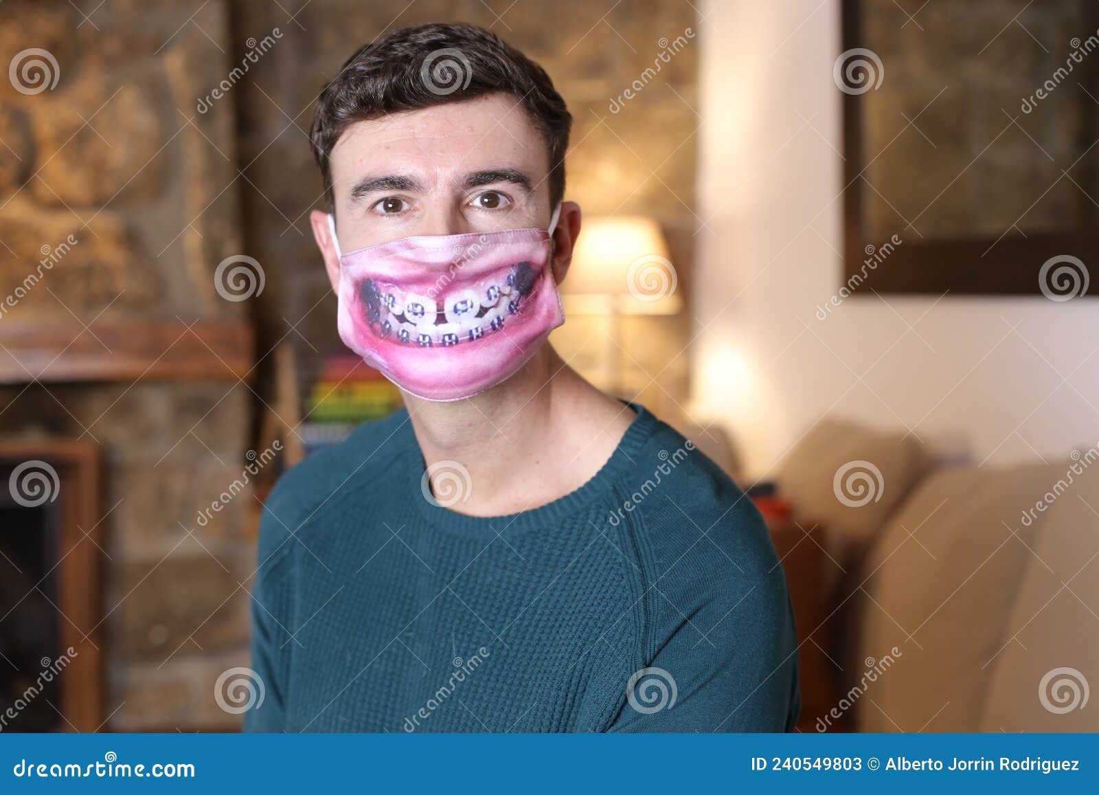 Funny Man Wearing Cloth Protective Mask Stock Image - Image of health ...